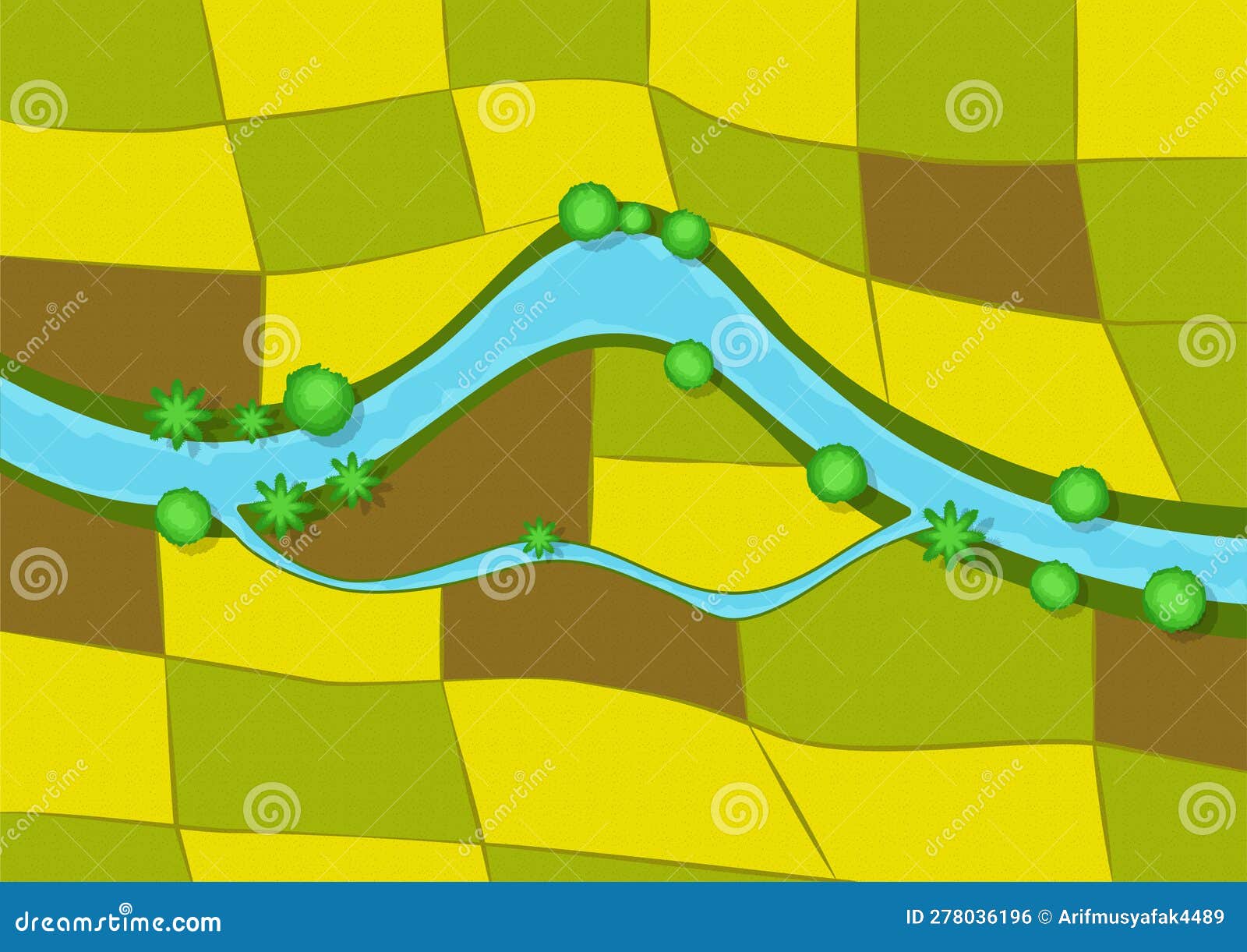 Rice field top view stock vector. Illustration of rice - 278036196