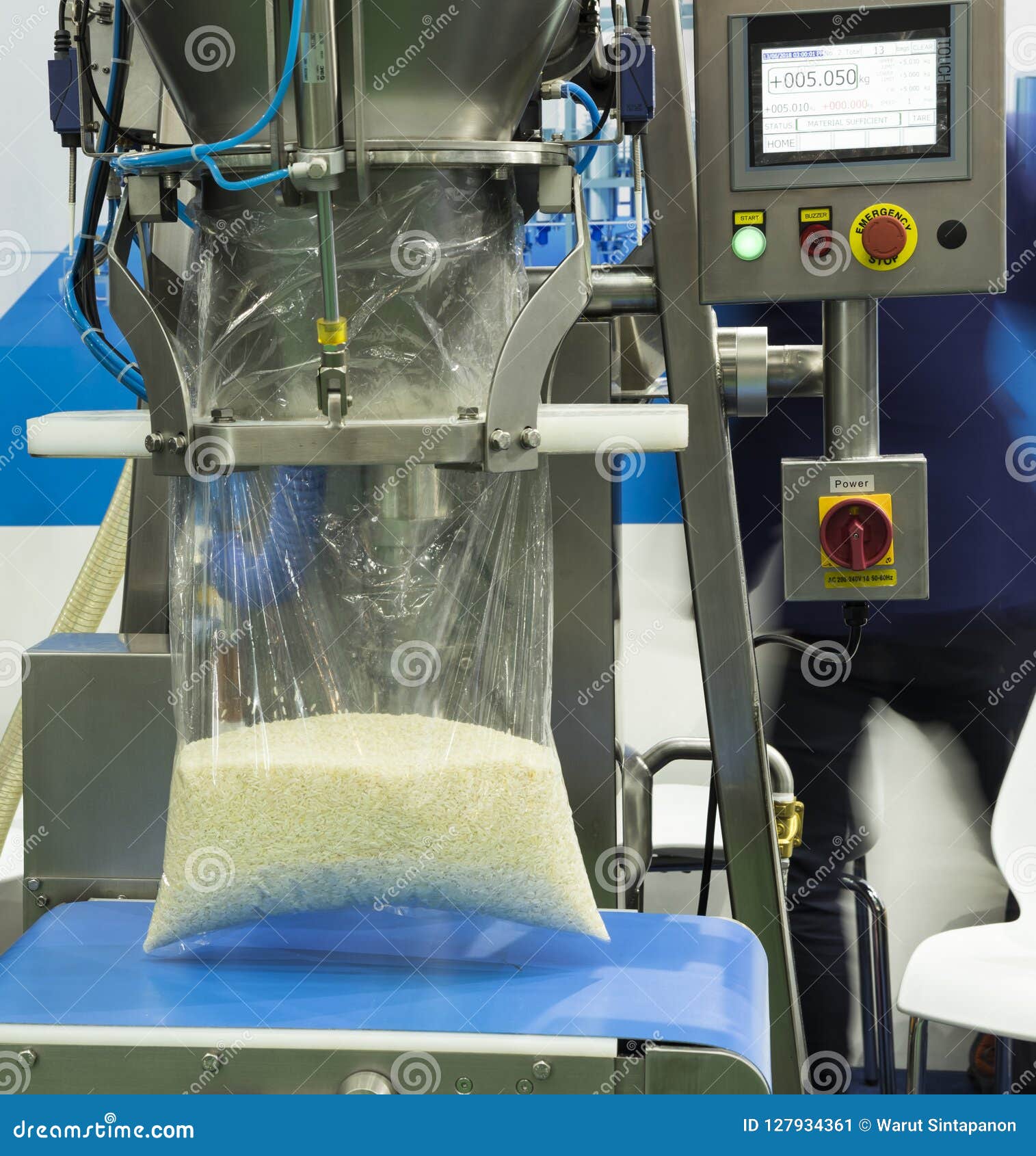 Rice Fill into Plastic by Packing Machine Stock Image - Image of meal ...