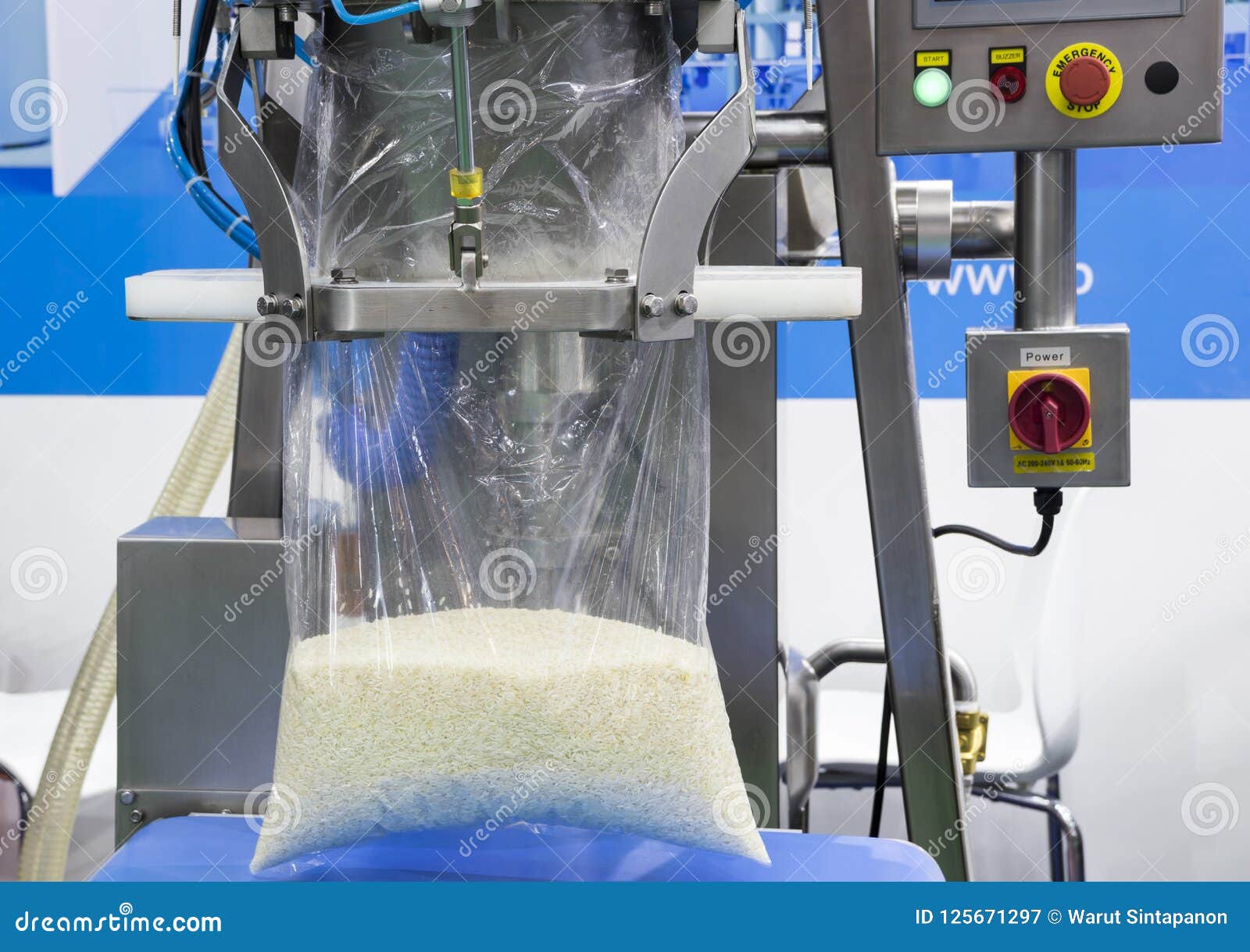 Rice Fill into Plastic by Packing Machine Stock Image - Image of ...