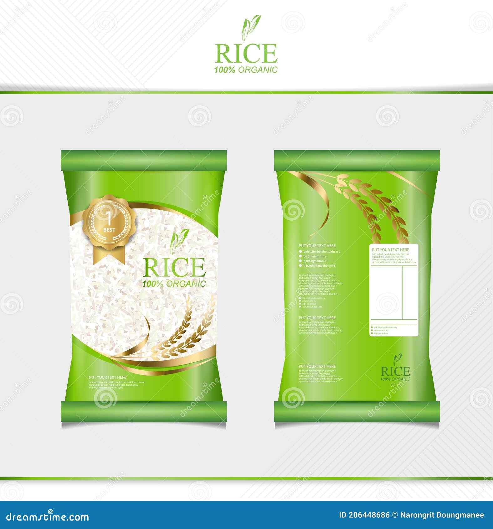 Rice Food or Thai Food, Package, Banner and Poster Template Vector ...