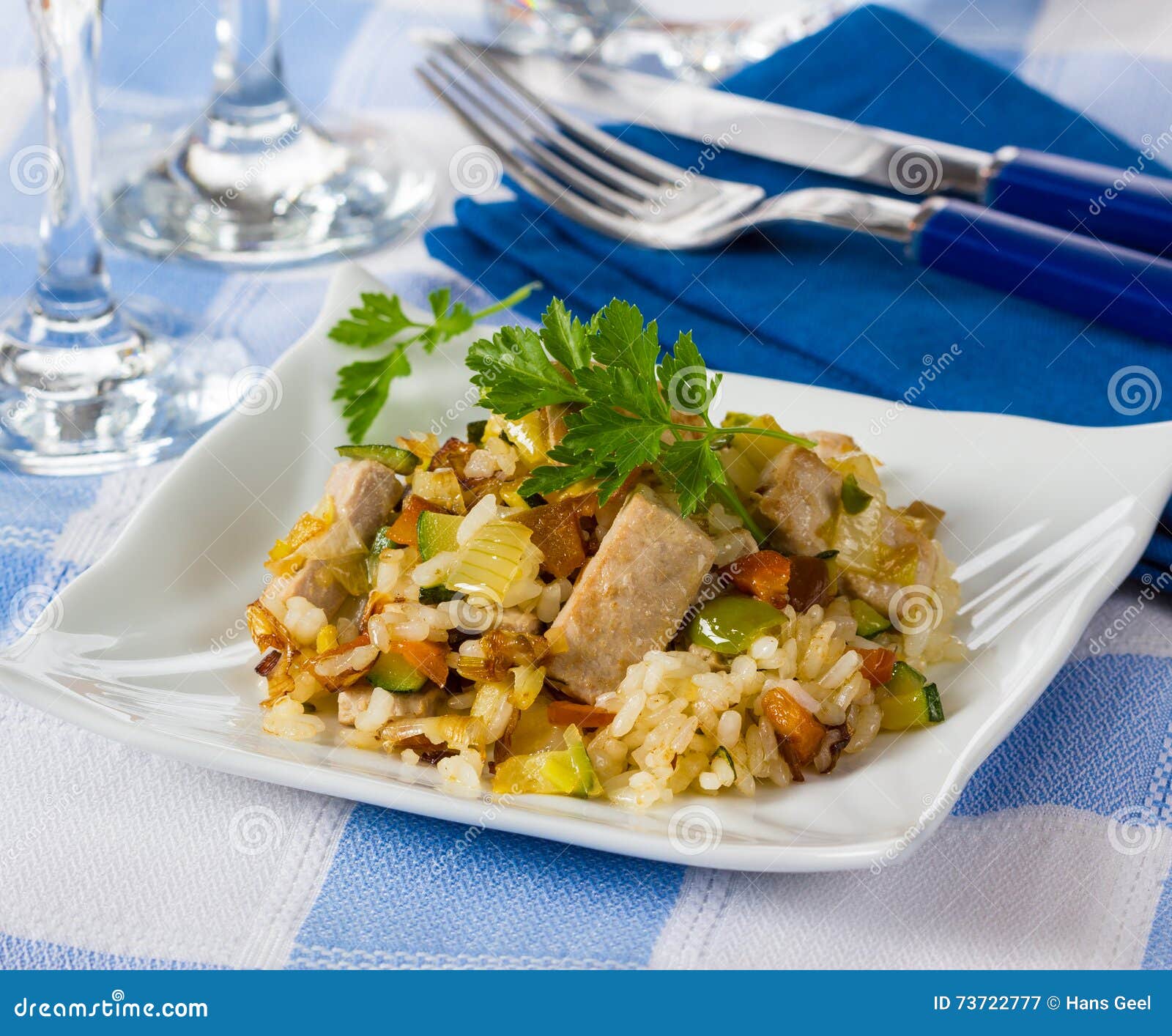 Rice with fresh tuna stock image. Image of seafood, cooking - 73722777