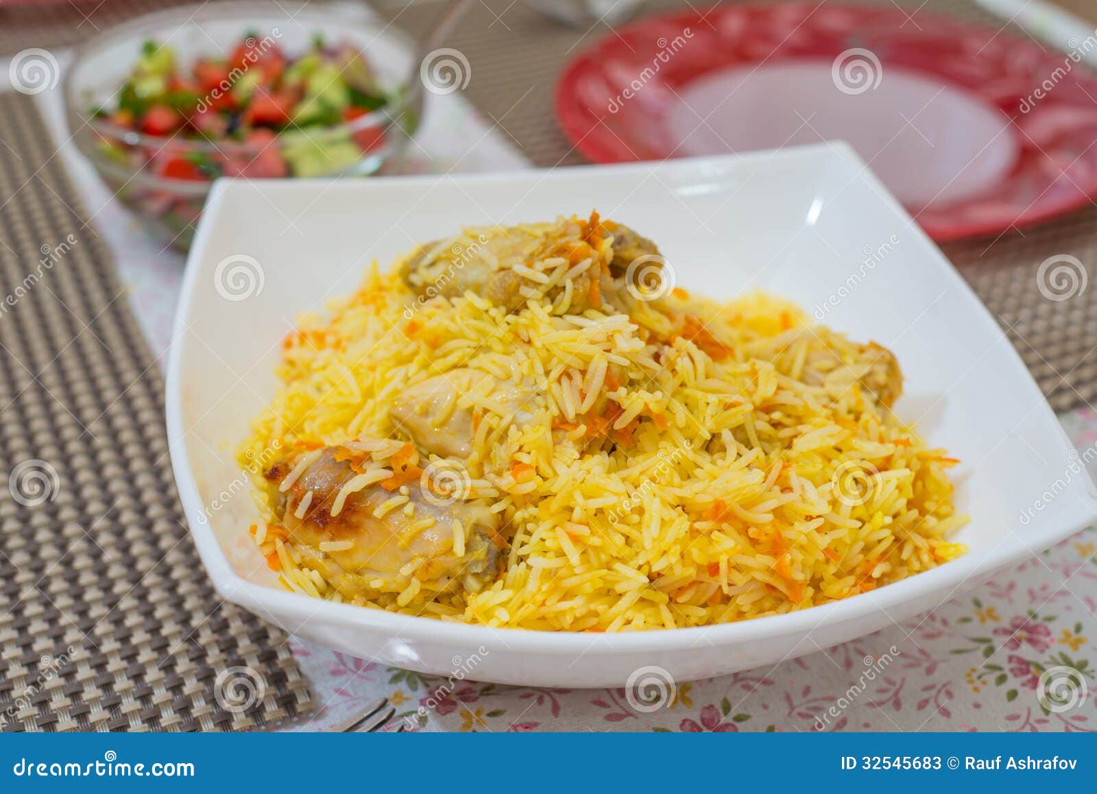 Rice with fried chicken stock image. Image of meal, chicken - 32545683