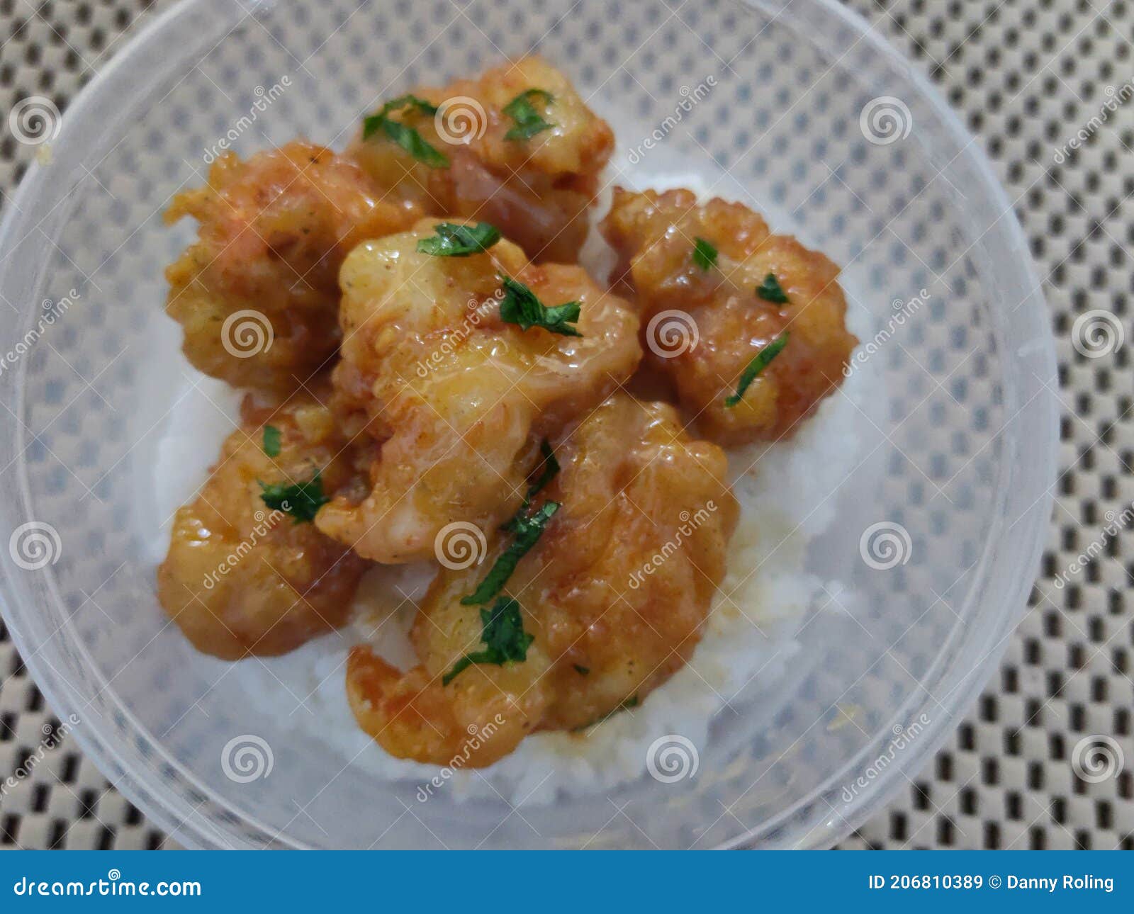 Rice with Fried Shrimp in a Bowl Stock Image - Image of fish, vegetable ...