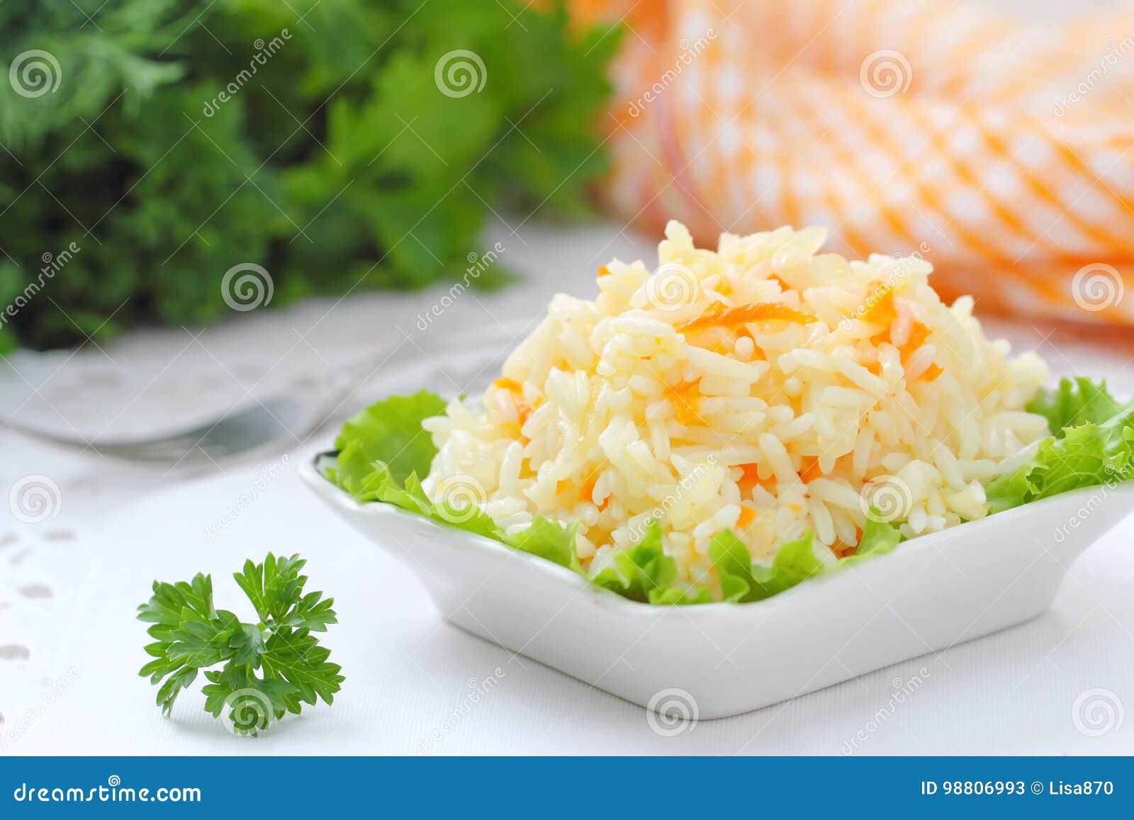 Rice with Fried Vegetables As a Garnish Stock Image - Image of diet ...