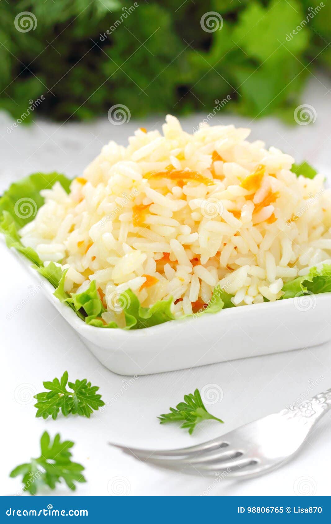 Rice with Fried Vegetables As a Garnish Stock Image - Image of carrot ...