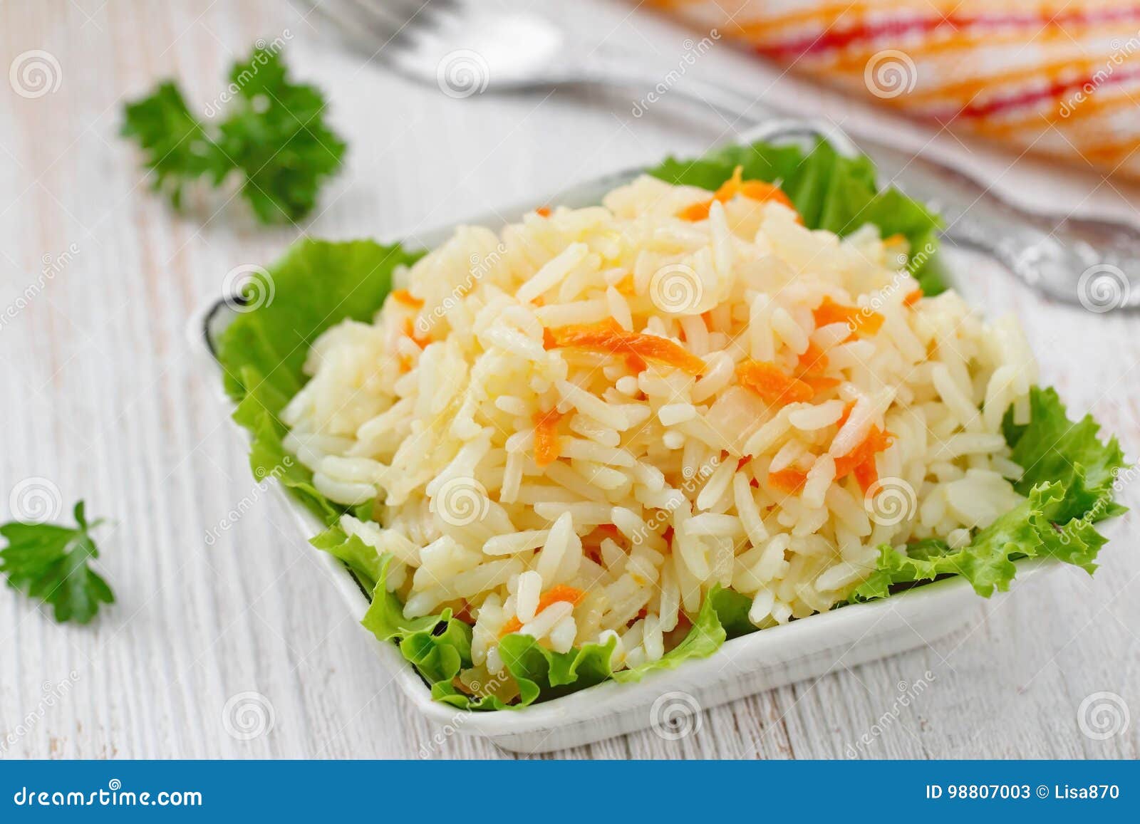 Rice with Fried Vegetables As a Garnish Stock Image - Image of cooked ...