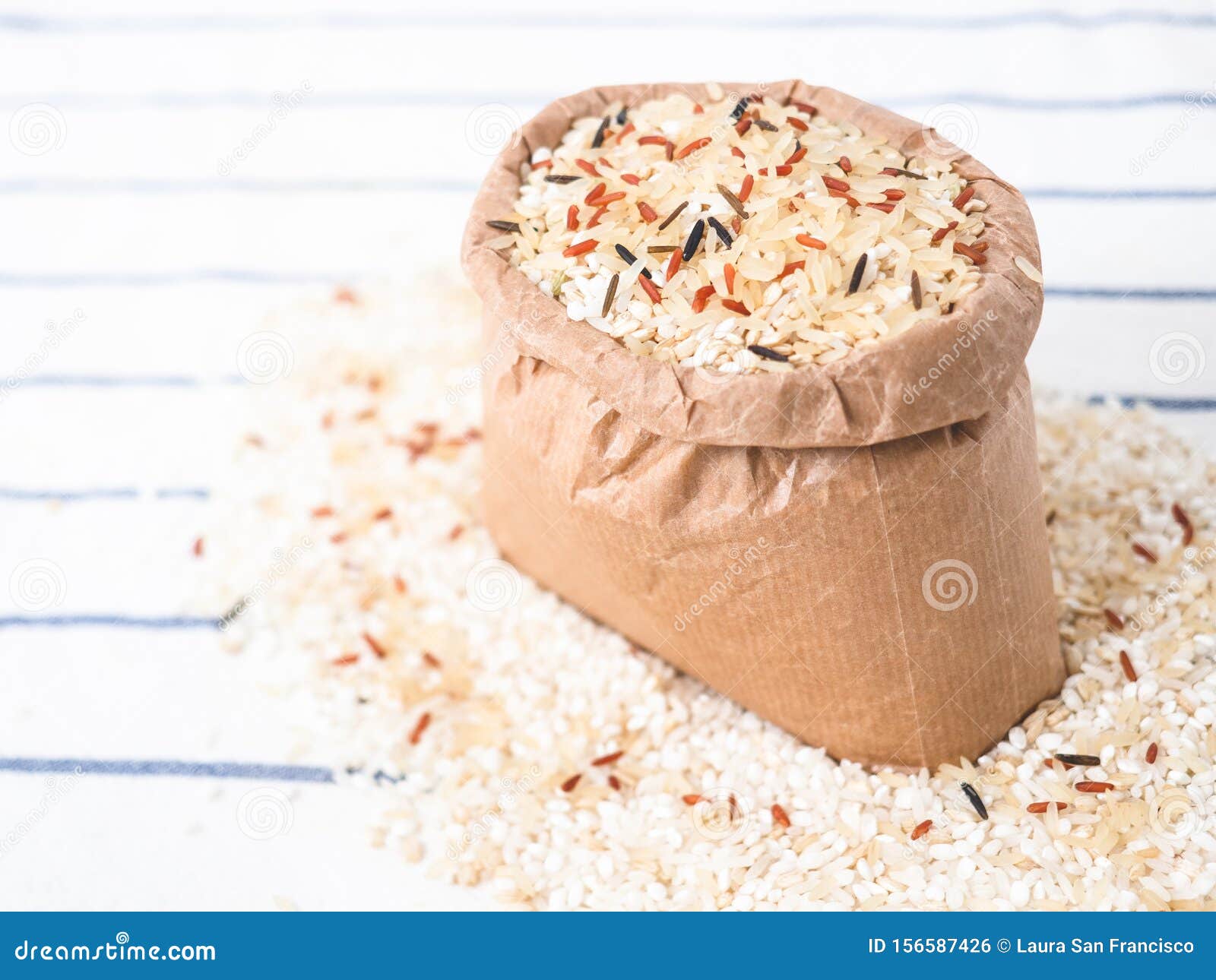 Rice grain paper bag stock photo. Image of dieting, fiber - 156587426