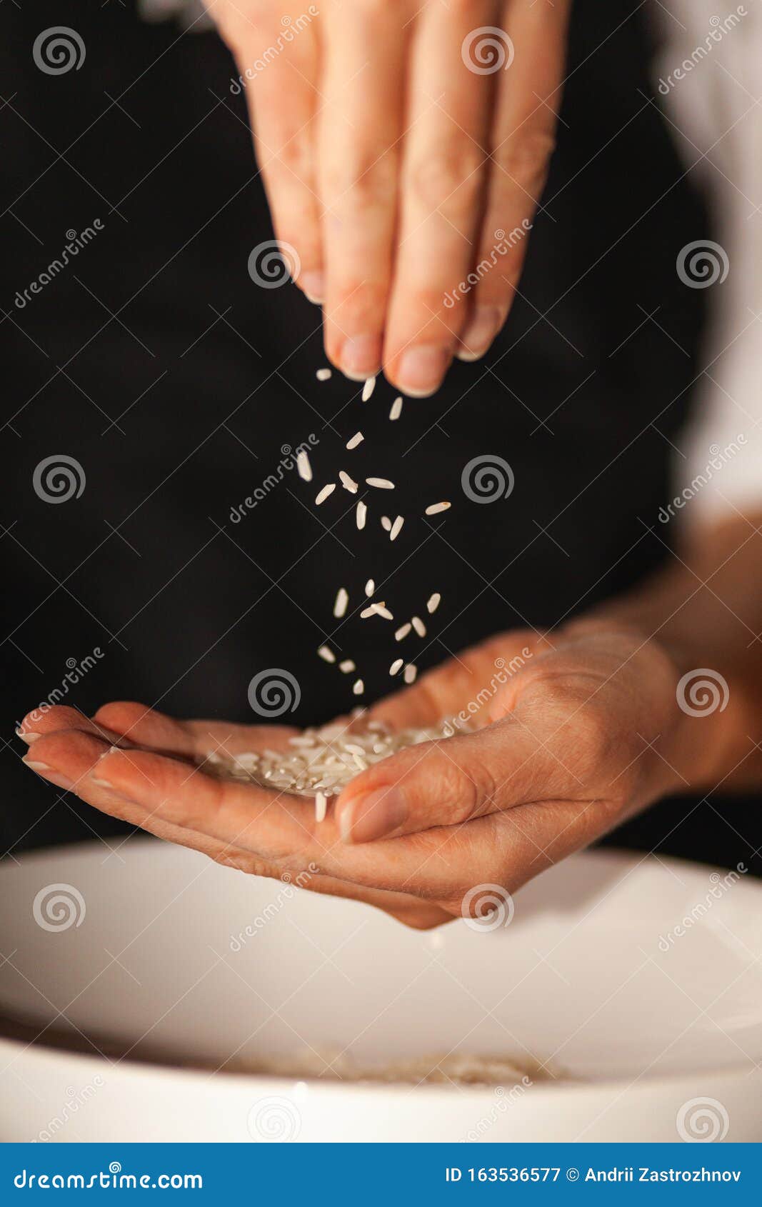Rice Grains Fall from One Hand To Another Stock Image - Image of lunch ...