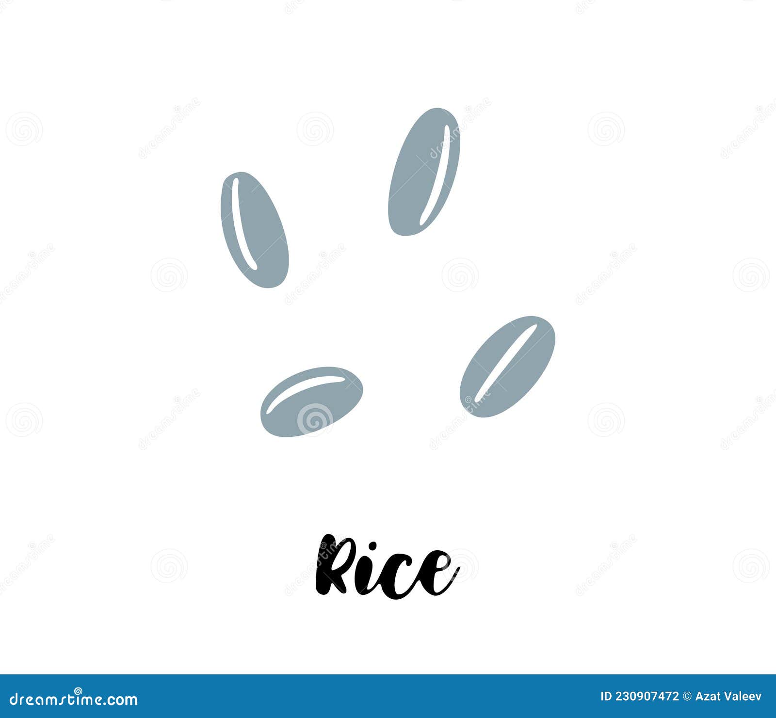 Rice Grains Flat Drawing. Vector Isolated Illustration Stock Vector ...