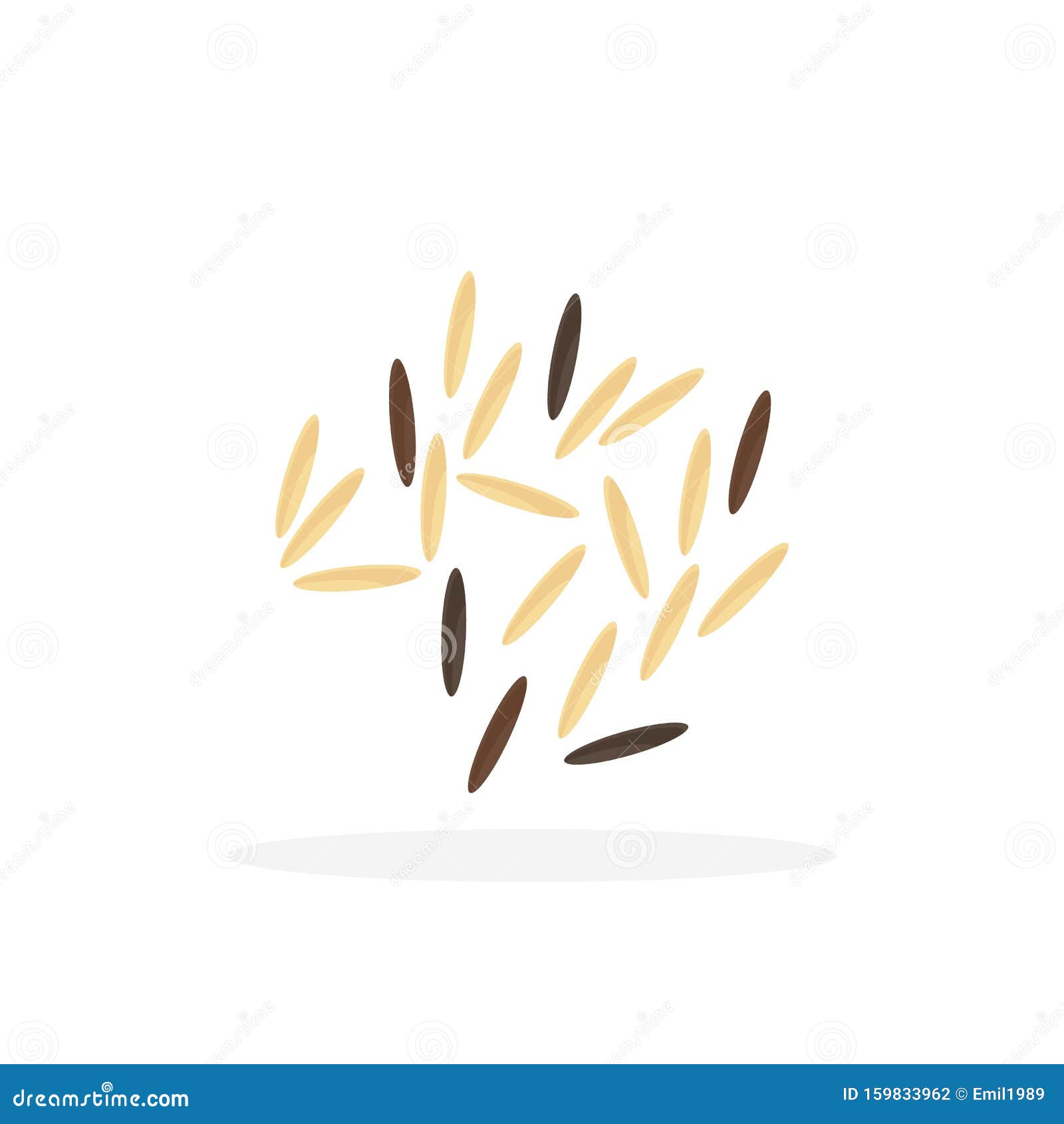 Rice Grains Icon with Shadow Stock Illustration - Illustration of group ...
