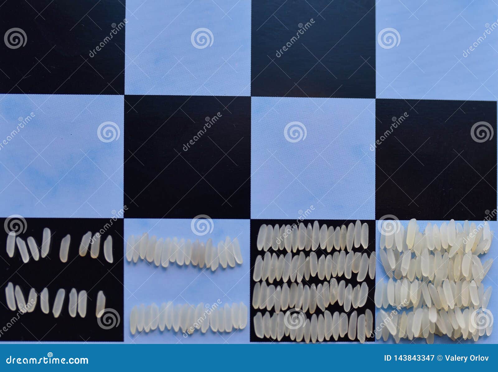 A Geometric Progression of Rice on a Chess Board Stock Image - Image of ...