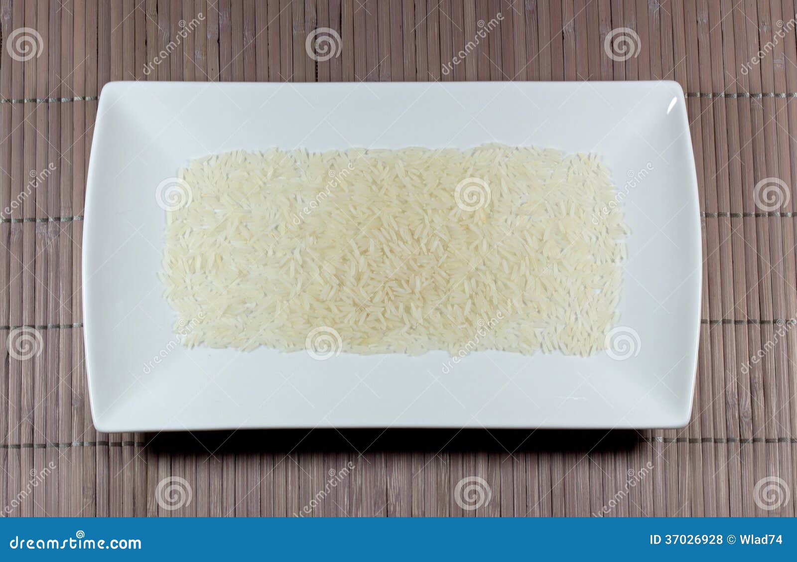 Rice Grains on a Rectangular Plate Stock Photo - Image of still, gray ...