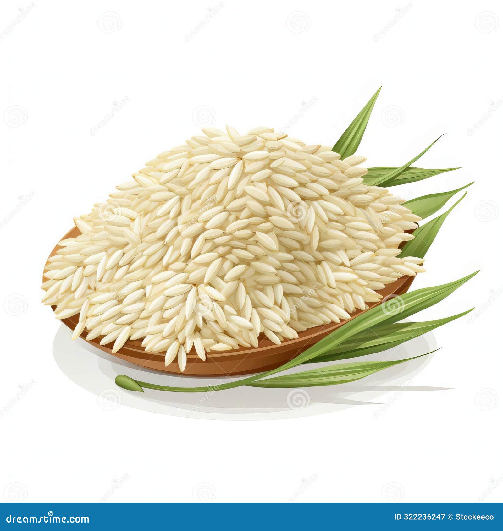 High-quality Vector Image of Rice on White Background Stock ...