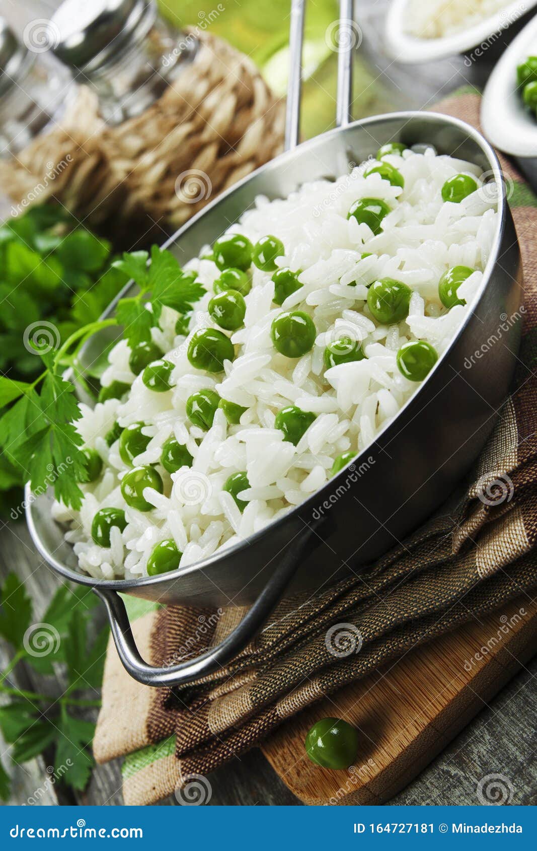 Rice with green peas stock image. Image of meal, healthy - 164727181