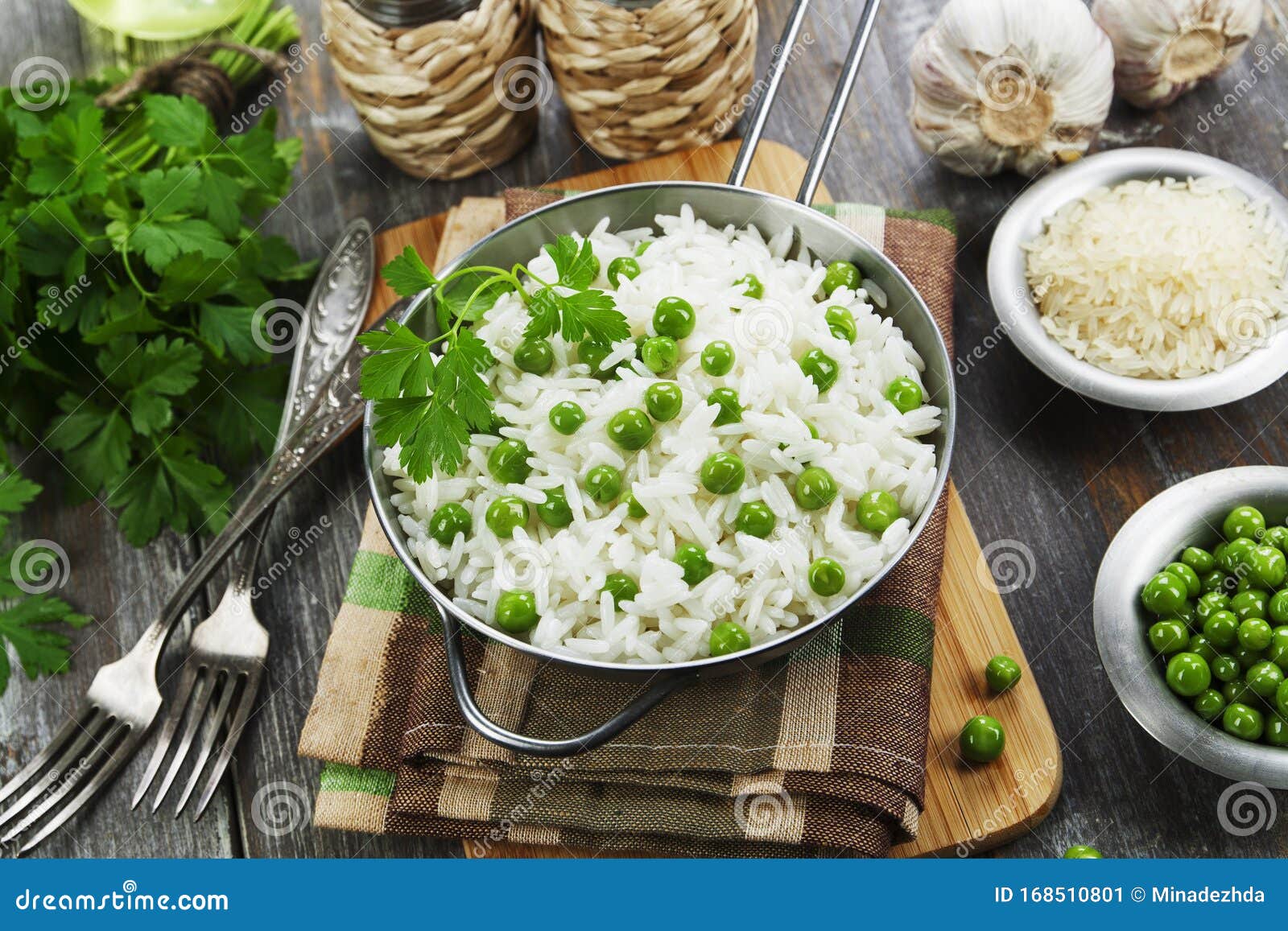 Rice with green peas stock image. Image of palaw, diet - 168510801