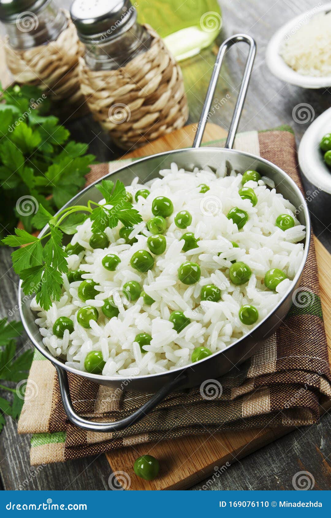 Rice with green peas stock photo. Image of asian, meal - 169076110
