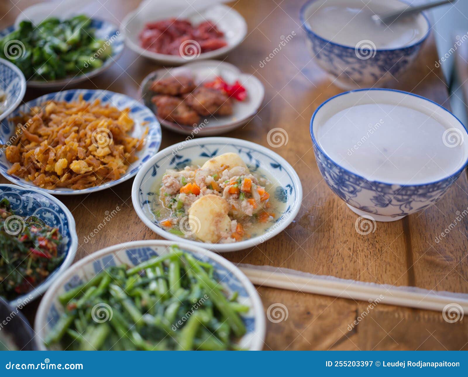 Rice Gruel and Side Dish . Concept Breakfast THAI STYLE Stock Image ...