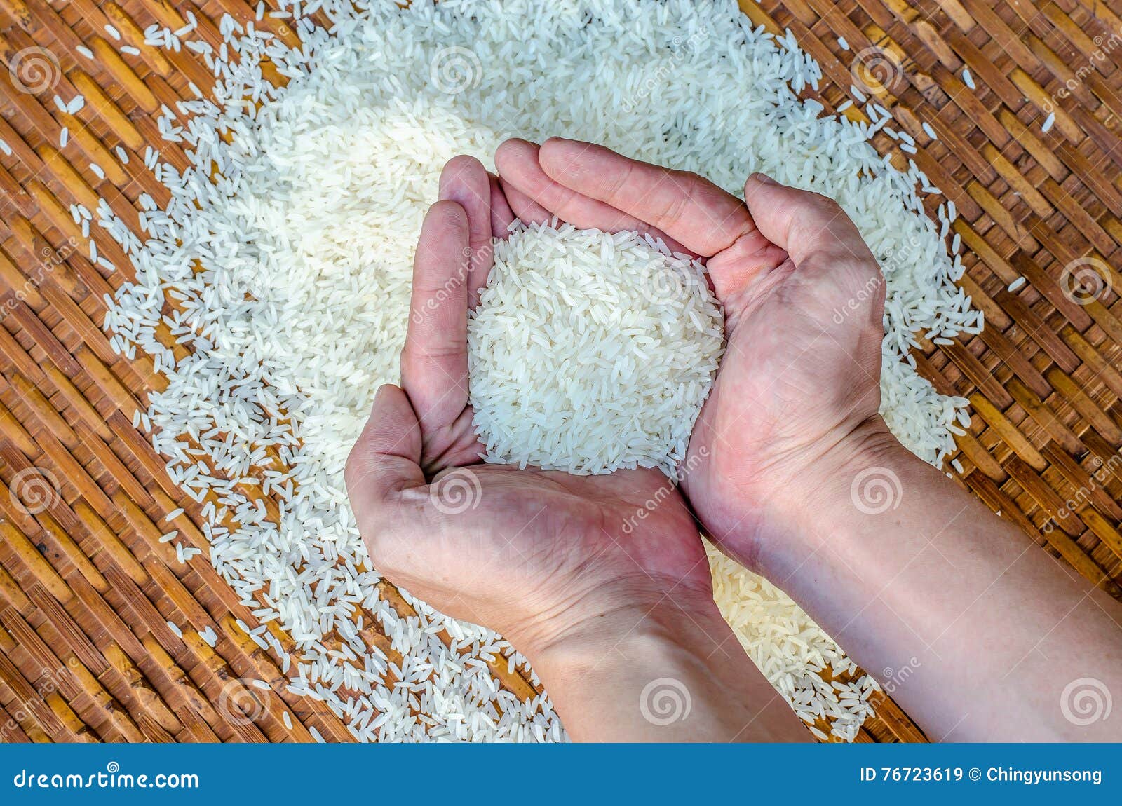 Rice in Hand. Plenty of Rice in Hand. Stock Image - Image of natural ...