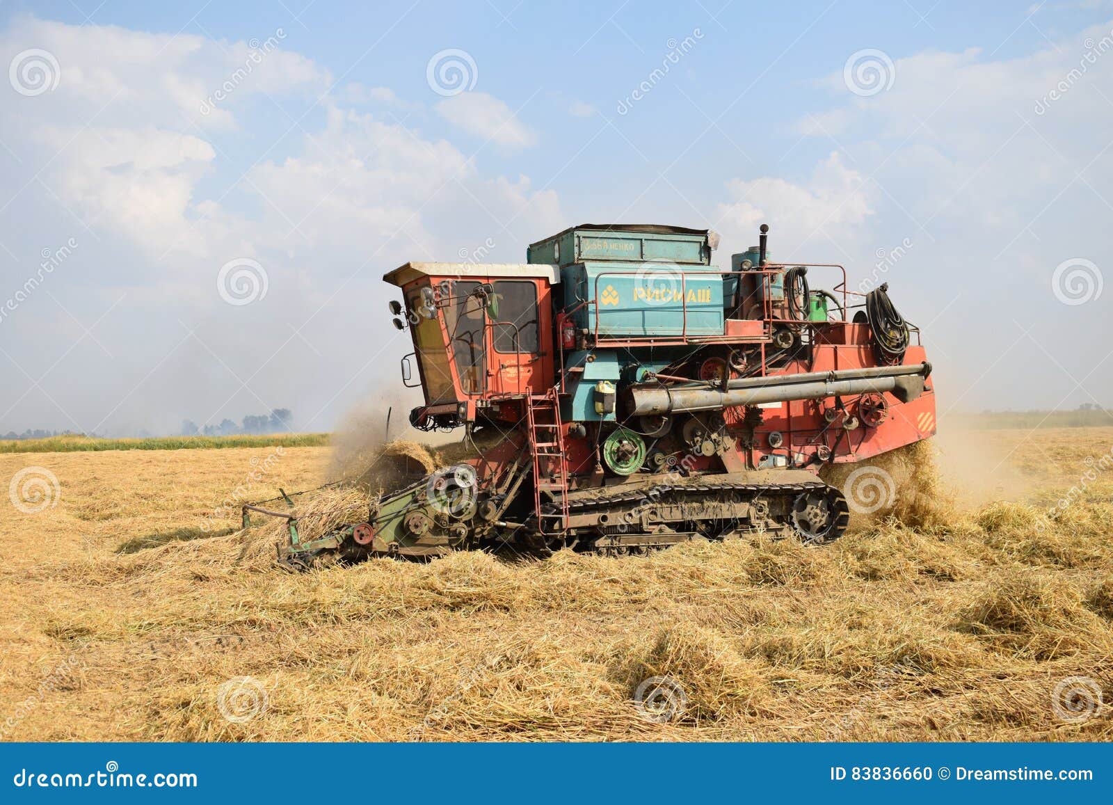 editorial image. Image of tracked, rice, harvest, factory - 83836660