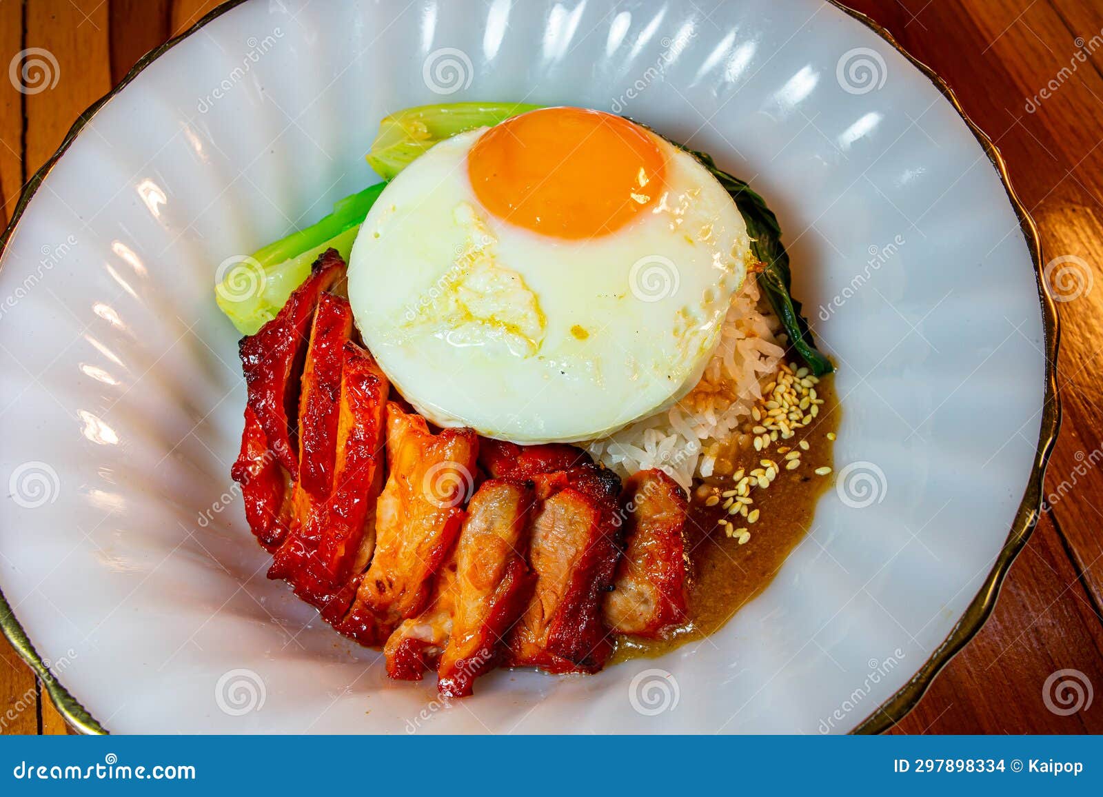Rice Hong Kong Red Pork stock photo. Image of lunch - 297898334