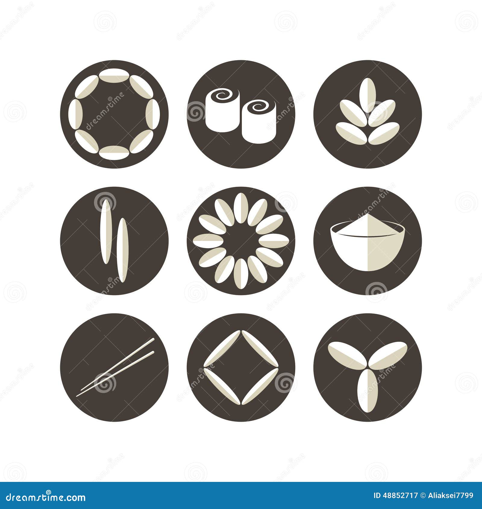 Rice. Icon set stock vector. Illustration of japanese - 48852717