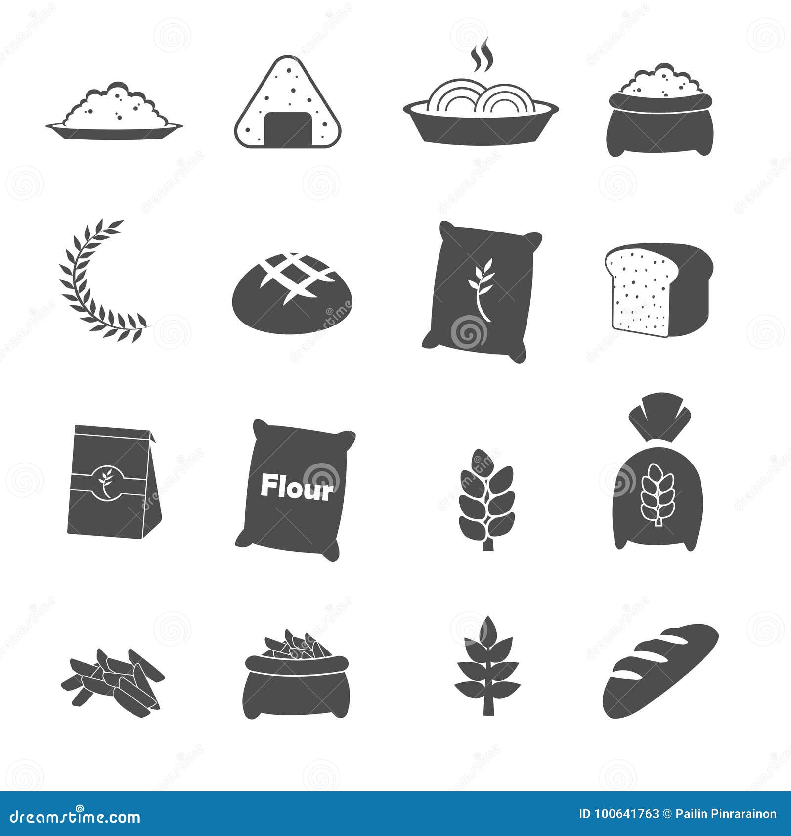 Rice icons set stock illustration. Illustration of green - 100641763