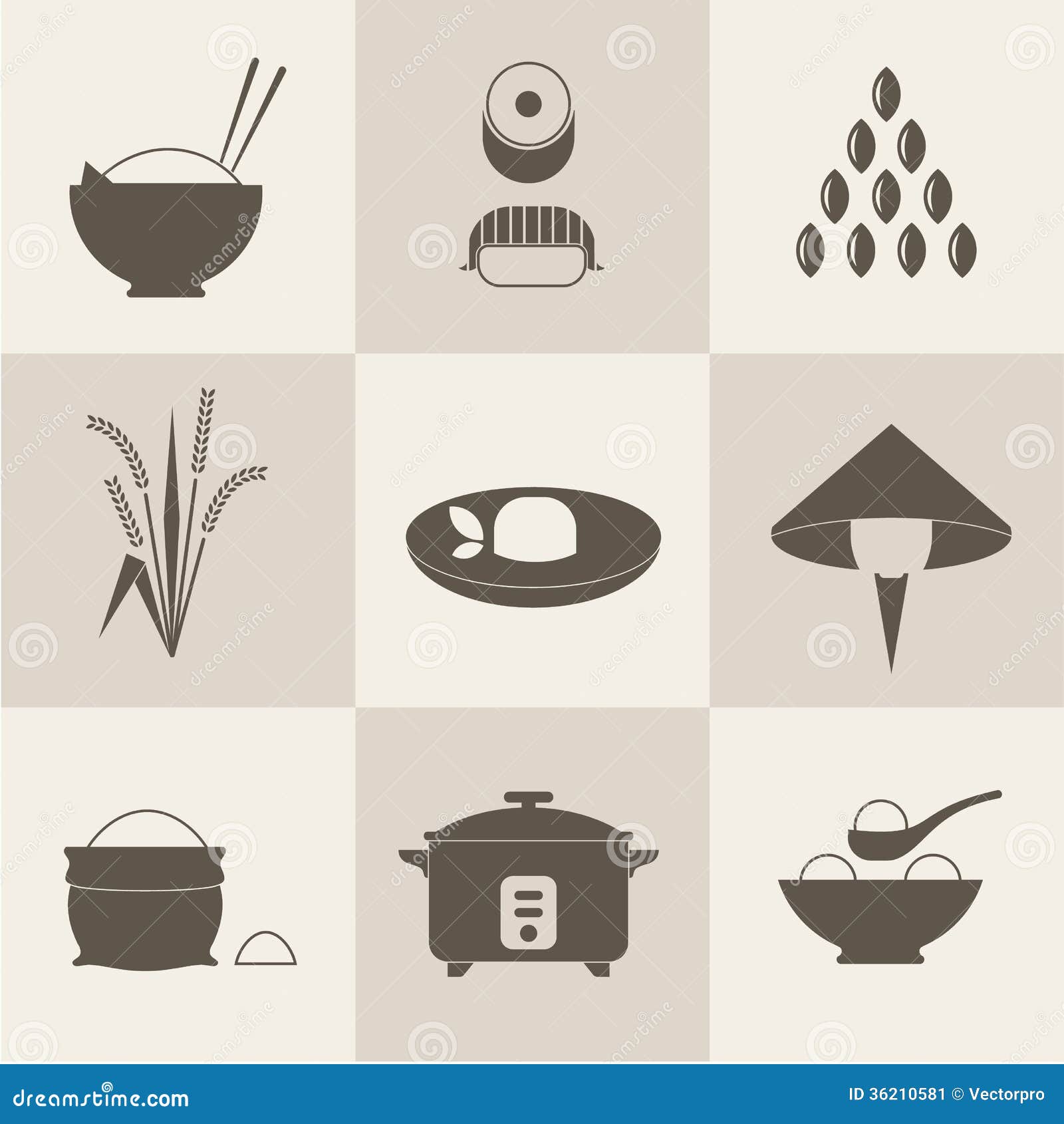 Rice icons stock vector. Illustration of menu, cute, dinner - 36210581