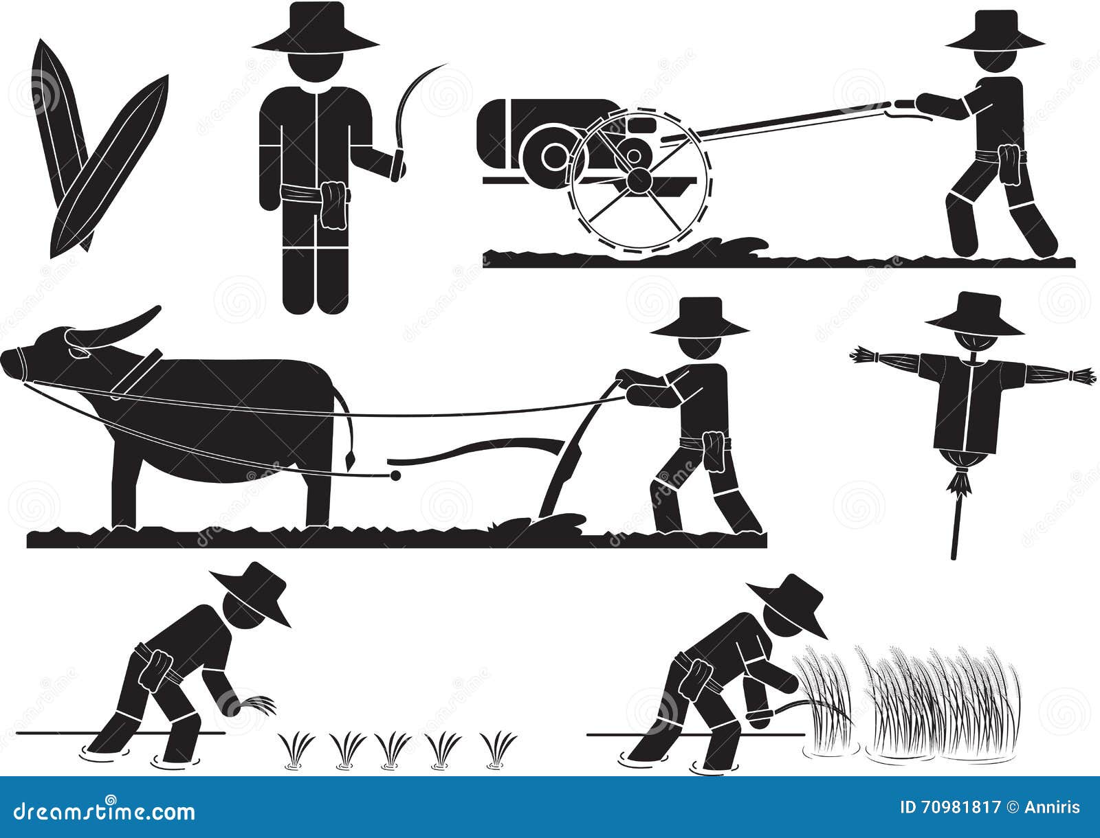 Rice stock vector. Illustration of silhouette, nature - 70981817