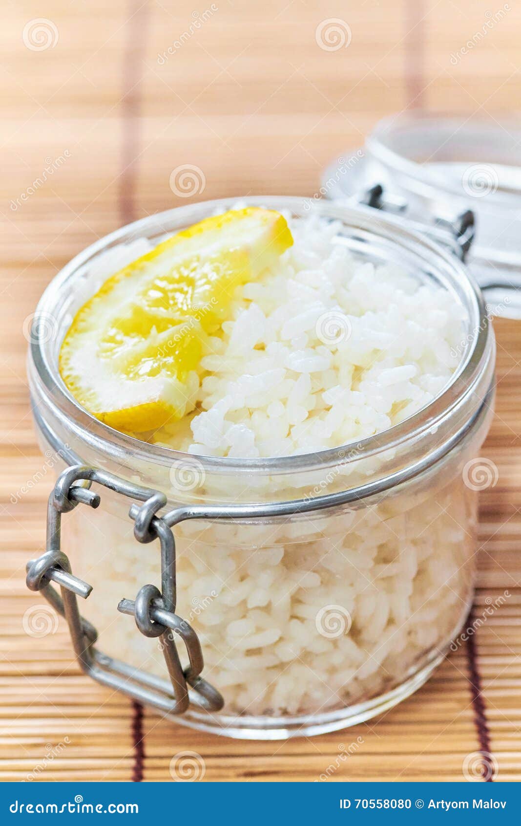 Rice in jar stock photo. Image of yellow, lemon, glass - 70558080