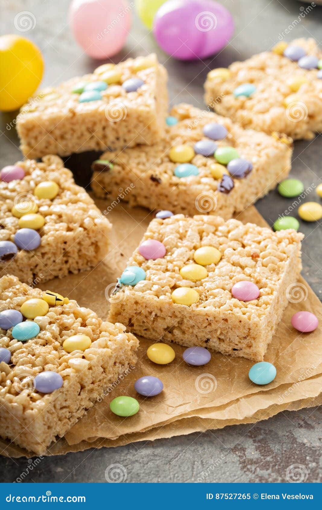 Rice Krispies Treats with Candy Stock Image - Image of dessert ...