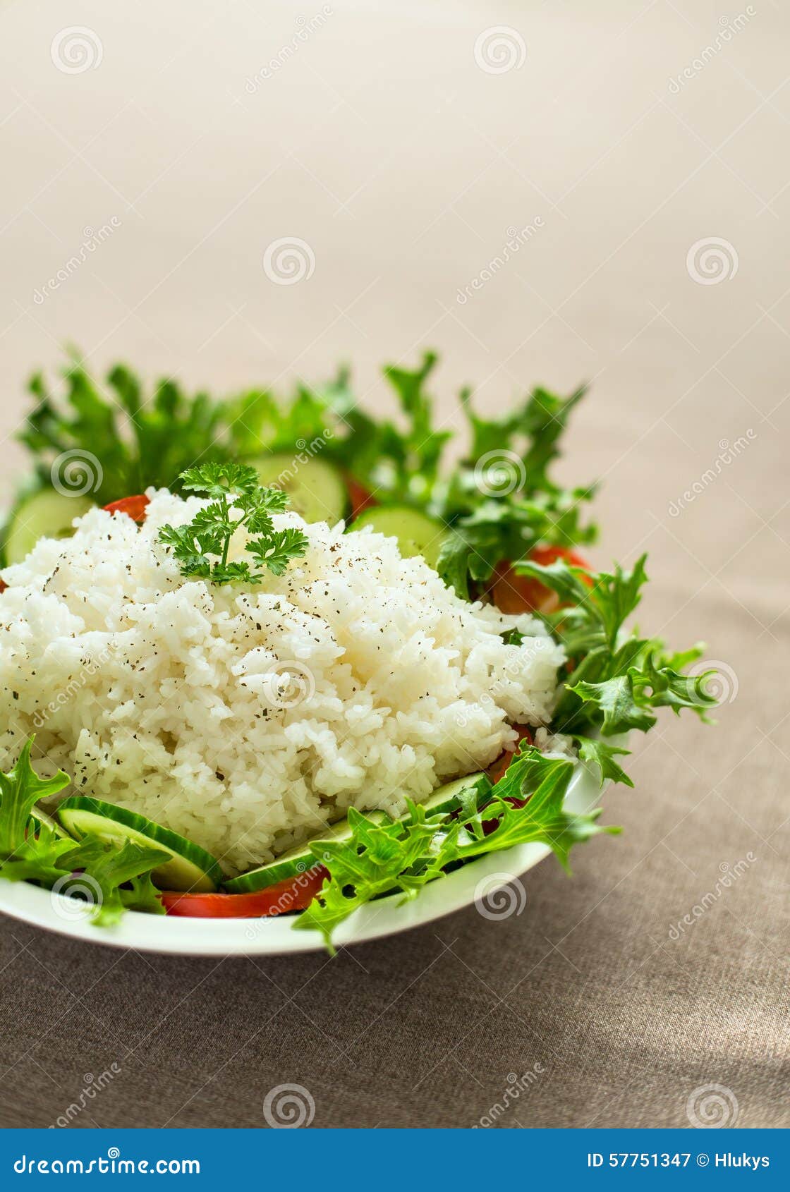 Rice with lettuce stock image. Image of tomato, lunch - 57751347