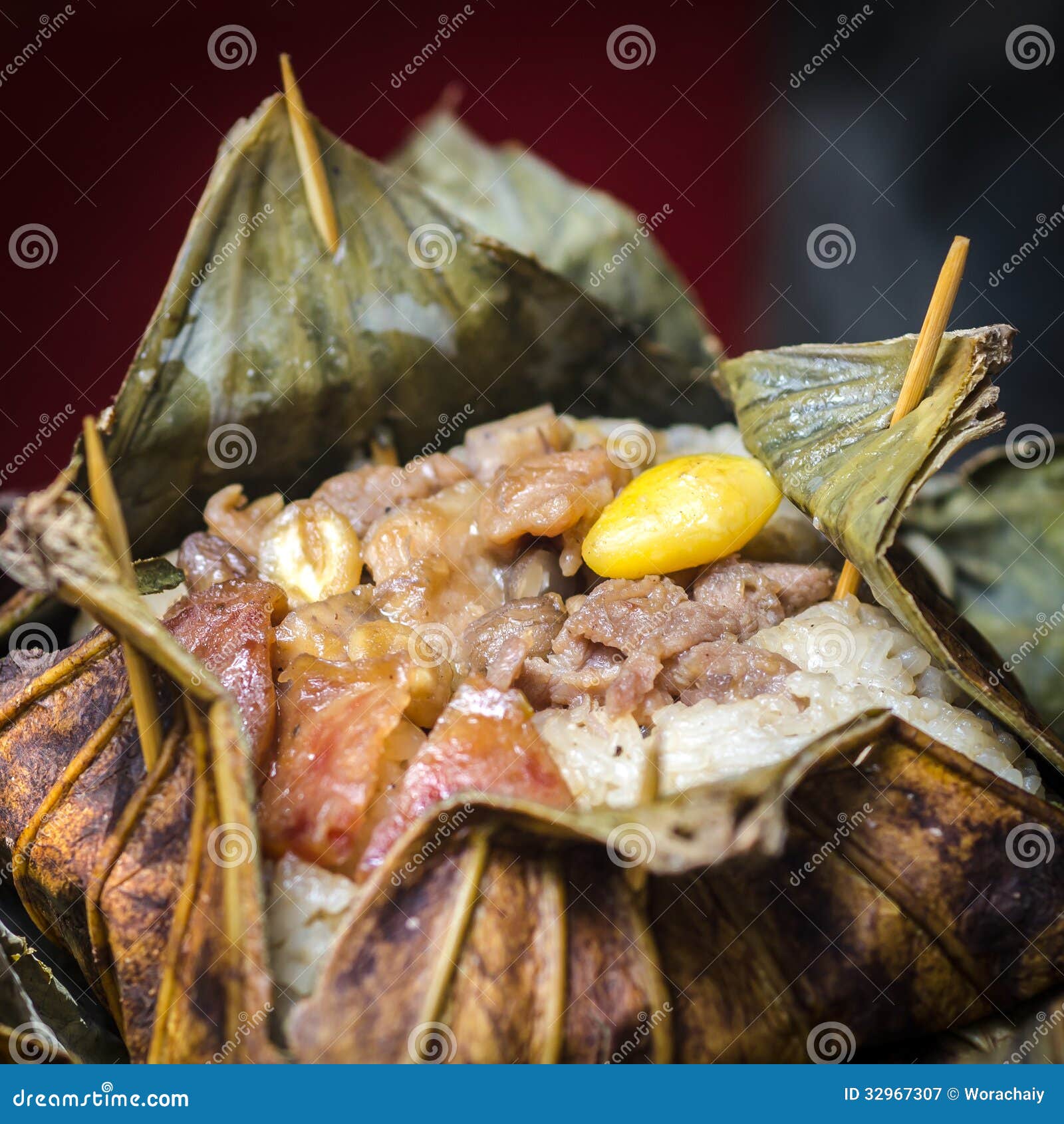 Rice in lotus leaf stock image. Image of wrapped, leaf - 32967307