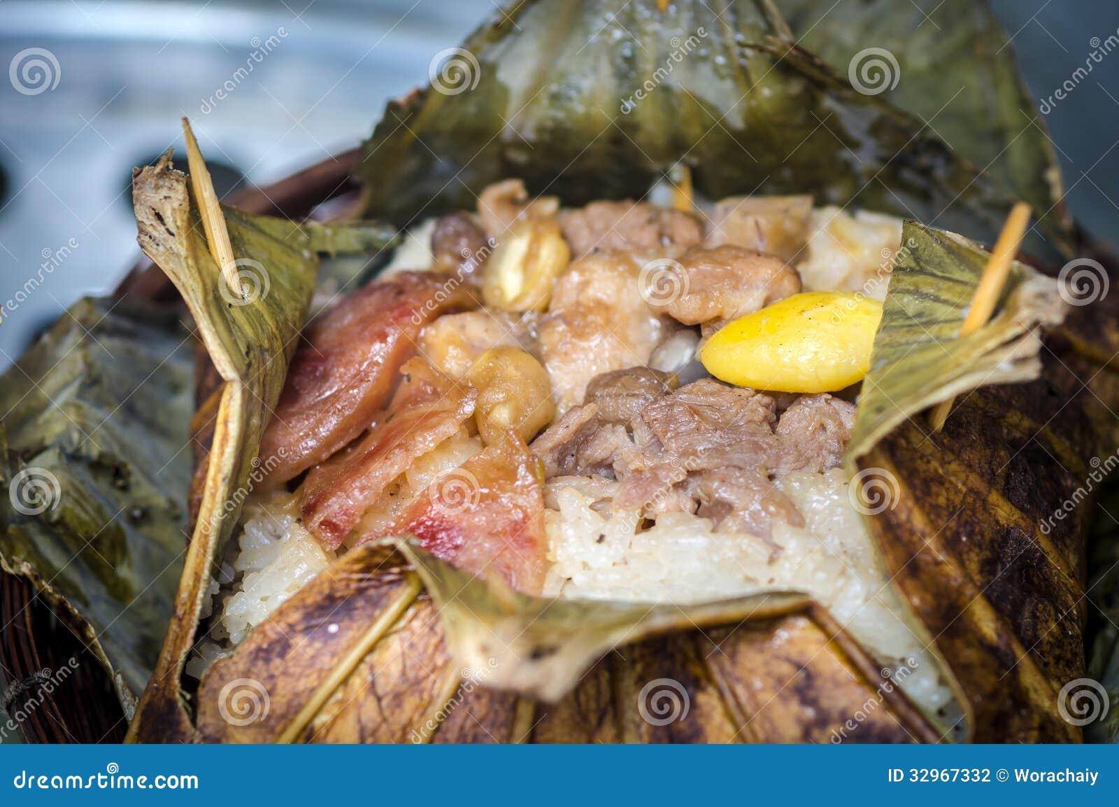 Rice in lotus leaf stock photo. Image of texture, wrapped - 32967332