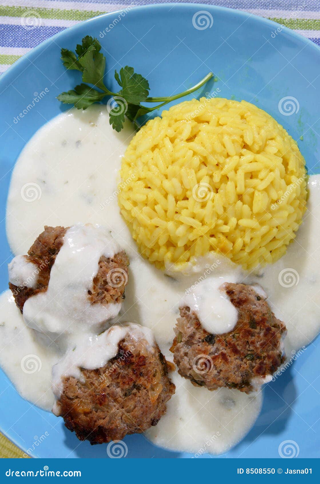 Rice with meat balls stock photo. Image of food, plate - 8508550
