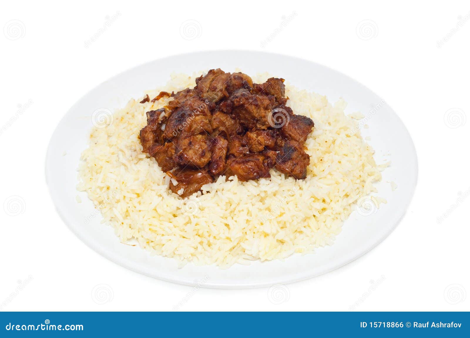 Rice and meat isolated stock photo. Image of asian, parsley - 15718866