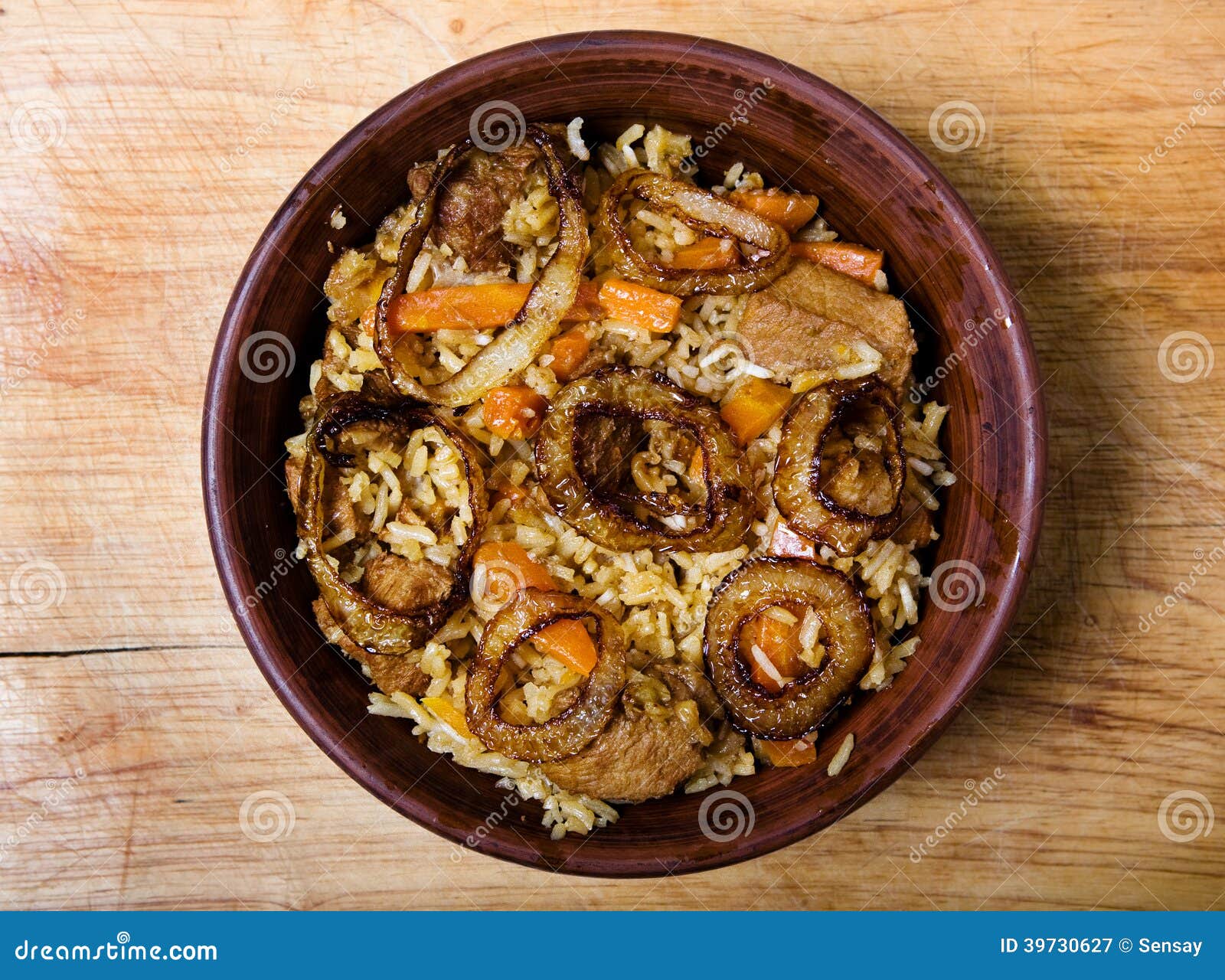 Rice with meat in plate stock image. Image of cooked - 39730627
