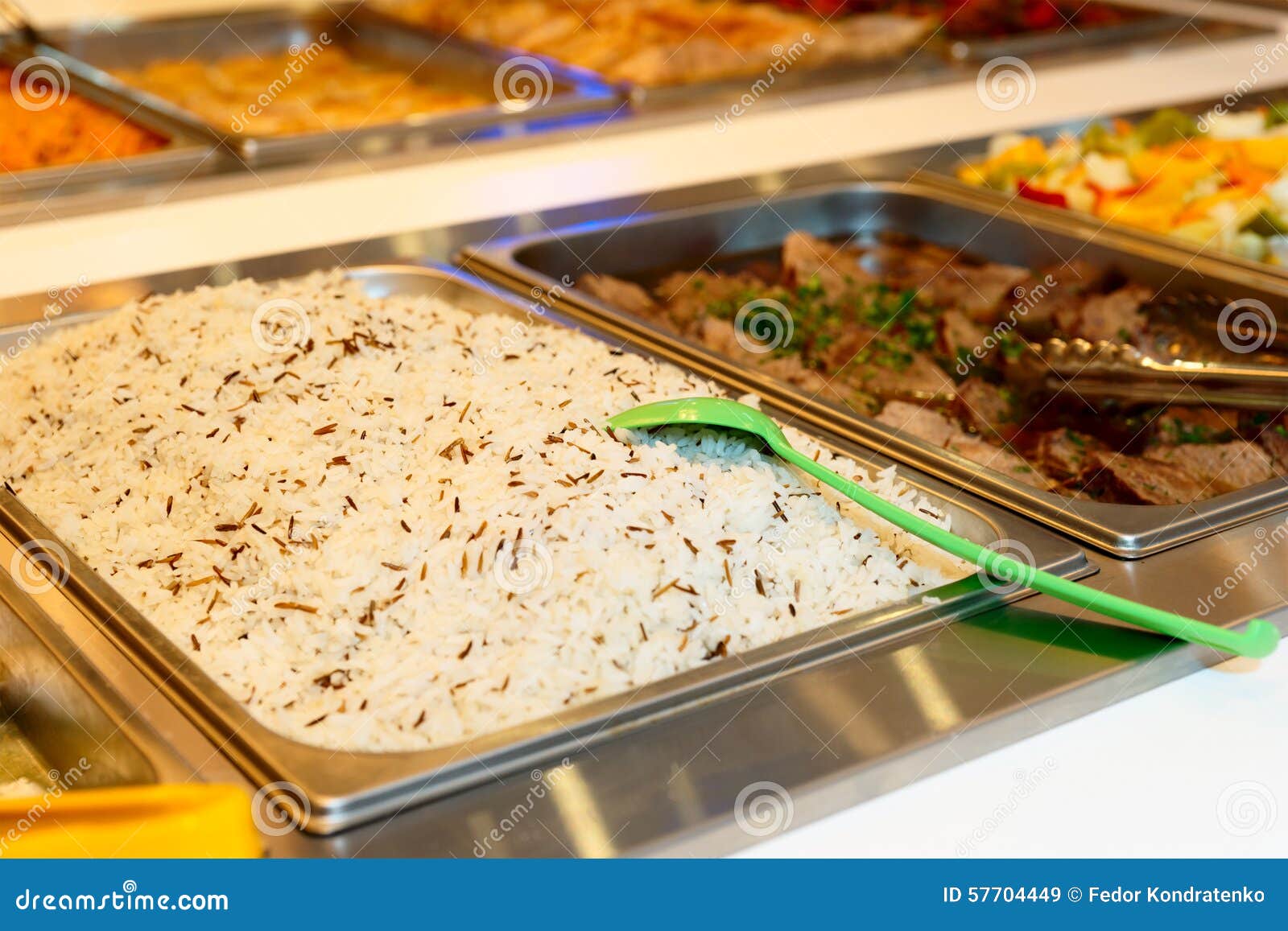 Rice and Meat in Self-service Restaurant Stock Image - Image of food ...