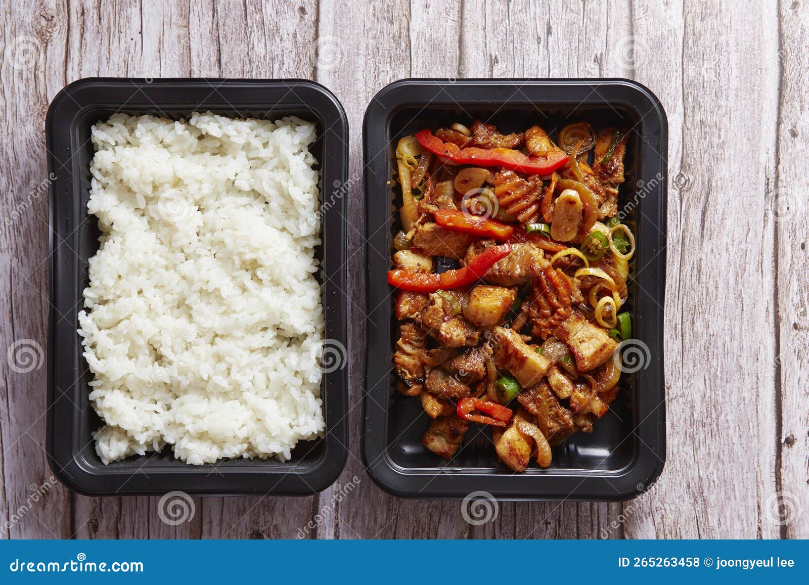 Rice and Meat in a Takeaway Lunch Box Stock Photo - Image of fresh ...