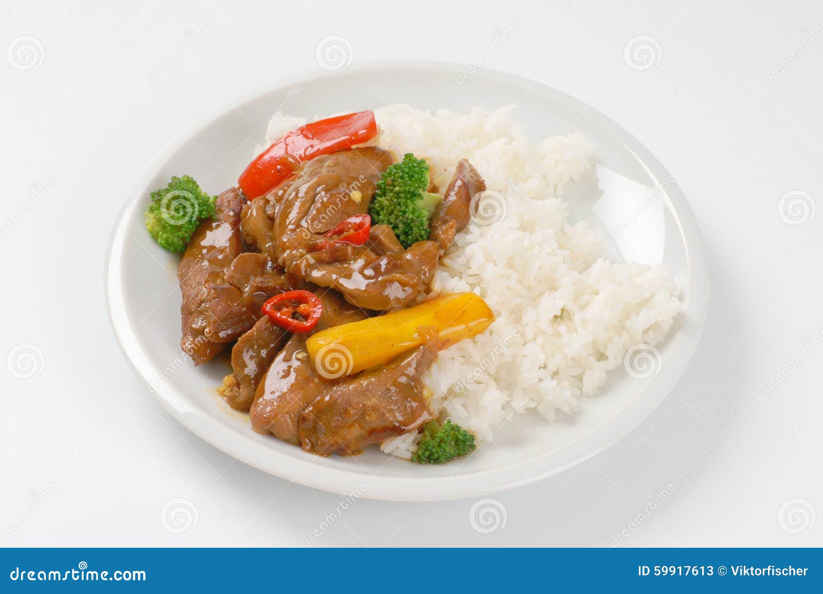 Rice, meat and vegetables stock image. Image of beef - 59917613