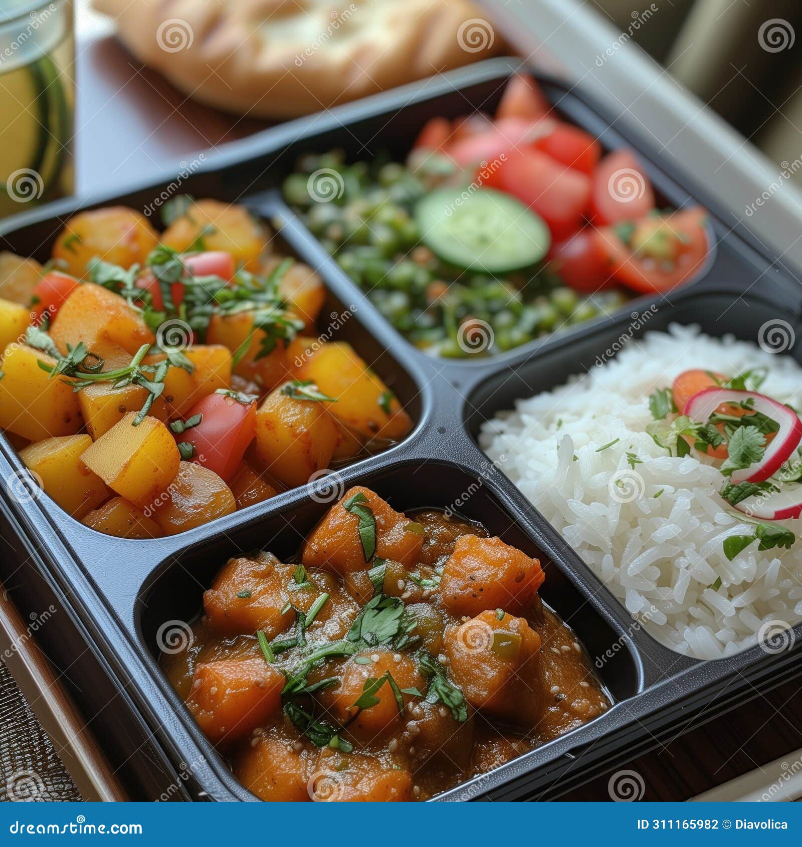 Rice with Meat and Vegetables Separate Meals Stock Illustration ...