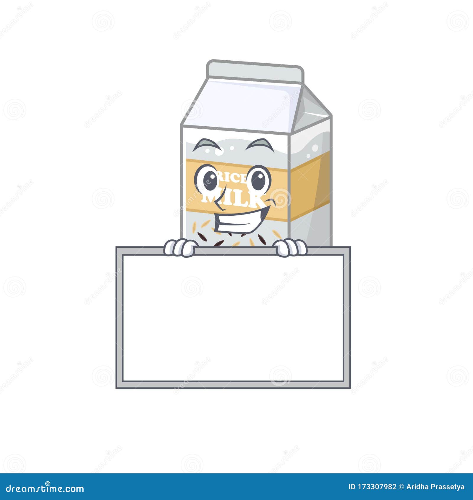 Rice Milk Cartoon Design Concept Grinning with Board Stock Vector ...