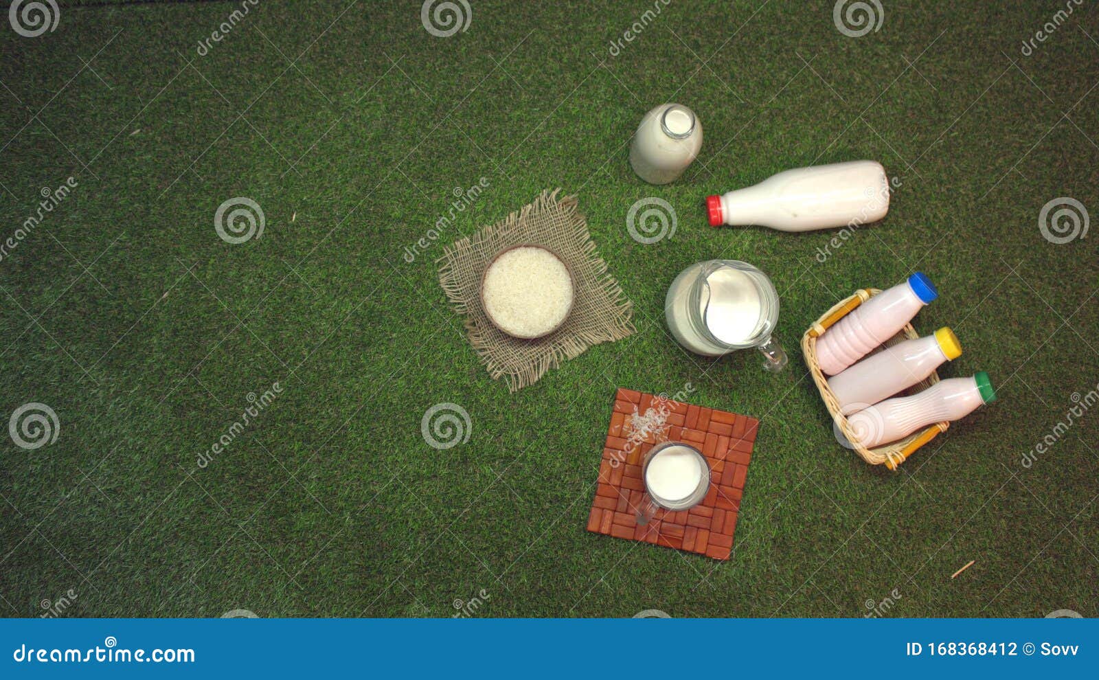 Rice milk. Top view. stock photo. Image of dairy, basket - 168368412