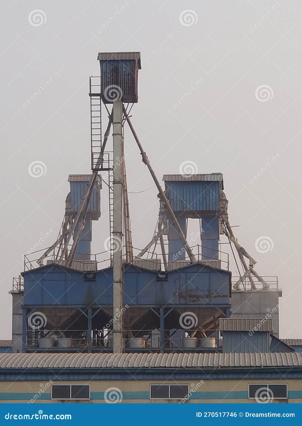 Rice mill top parts stock photo. Image of tower, mast - 270517746