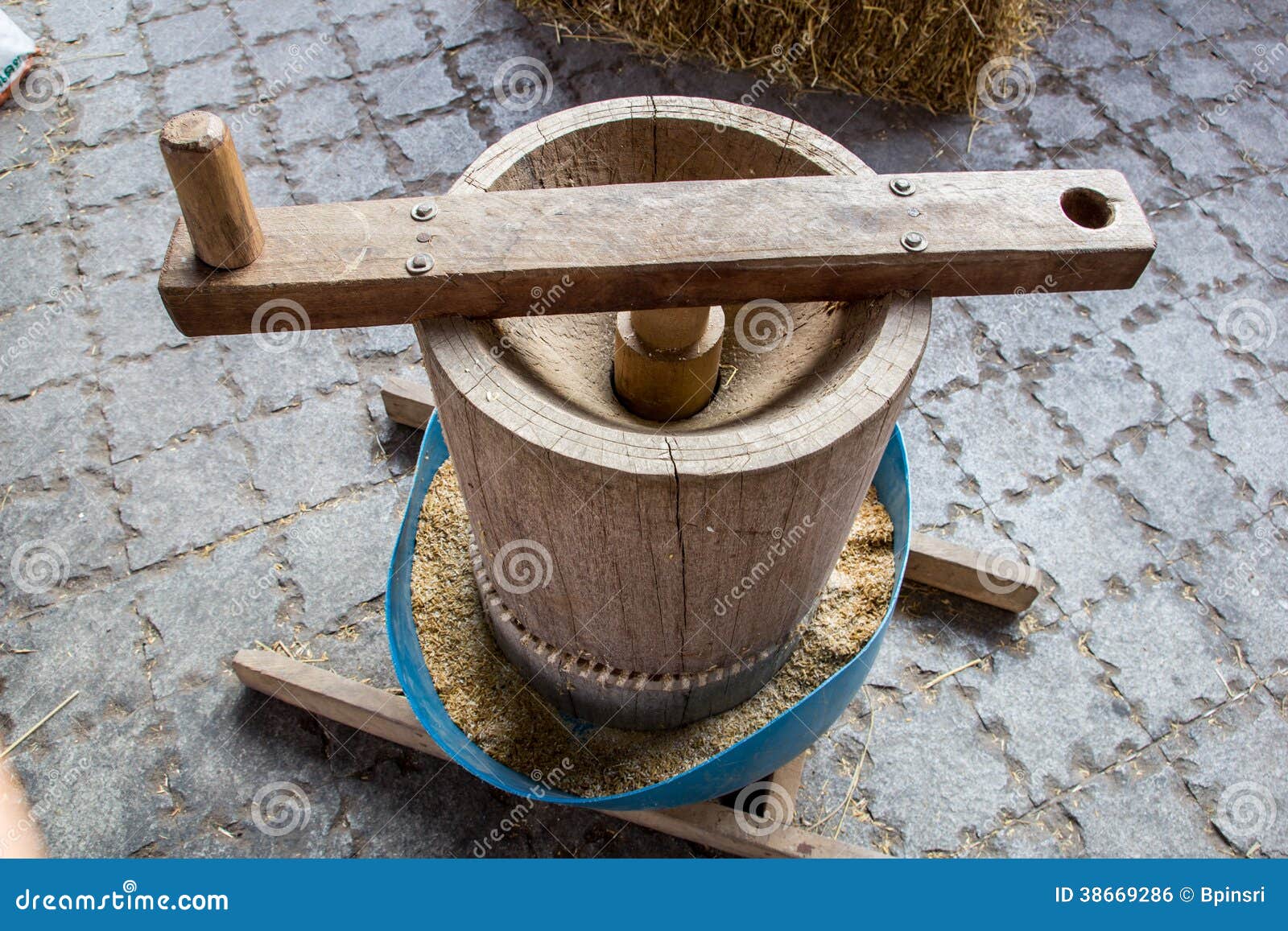 Rice Milling Machine Using Human Power Stock Photo - Image of rice ...