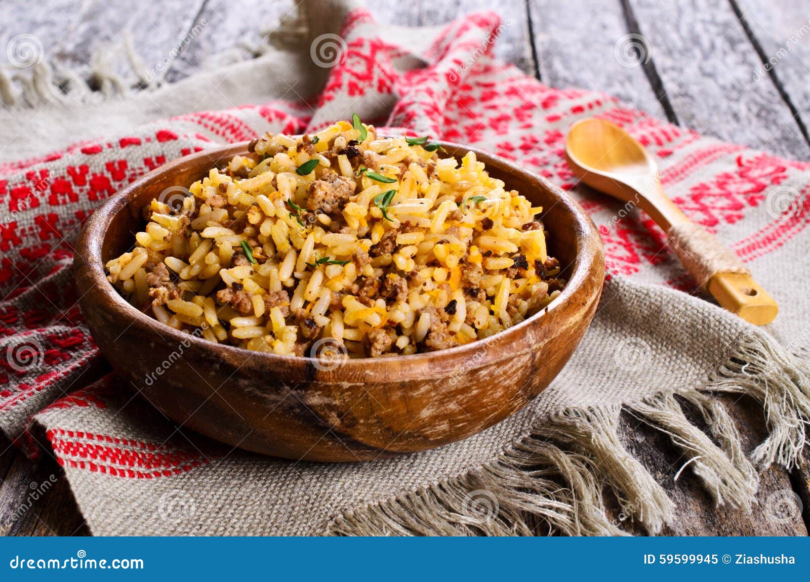 Rice with minced meat stock image. Image of closeup, background - 59599945