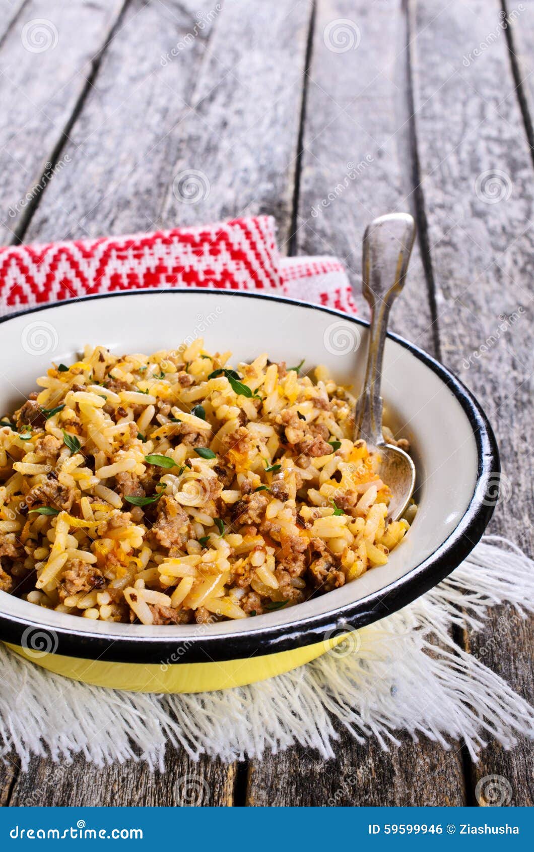 Rice with minced meat stock photo. Image of mince, dinner - 59599946
