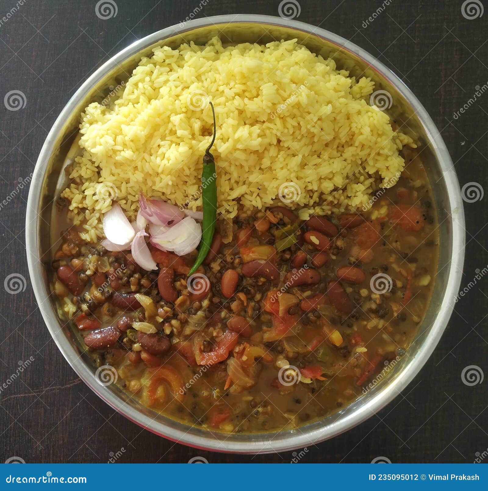 Rice and mix dal meal stock photo. Image of curry, rajma - 235095012