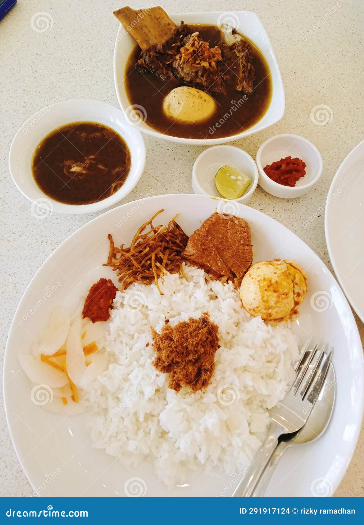 Rice Mixed with Meat Plus Rib Soup Stock Photo - Image of plus, dinner ...