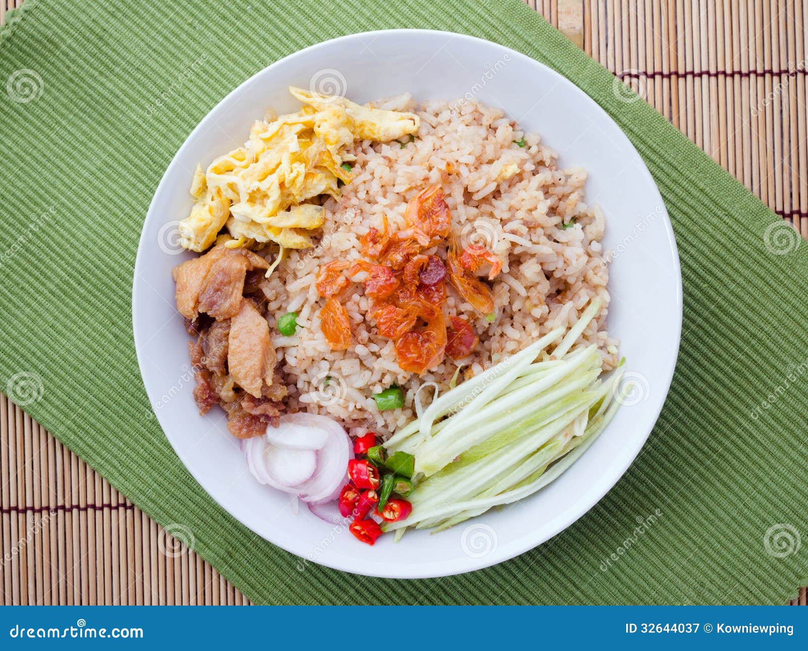 Rice Mixed with Shrimp Paste Stock Image - Image of meat, hungry: 32644037