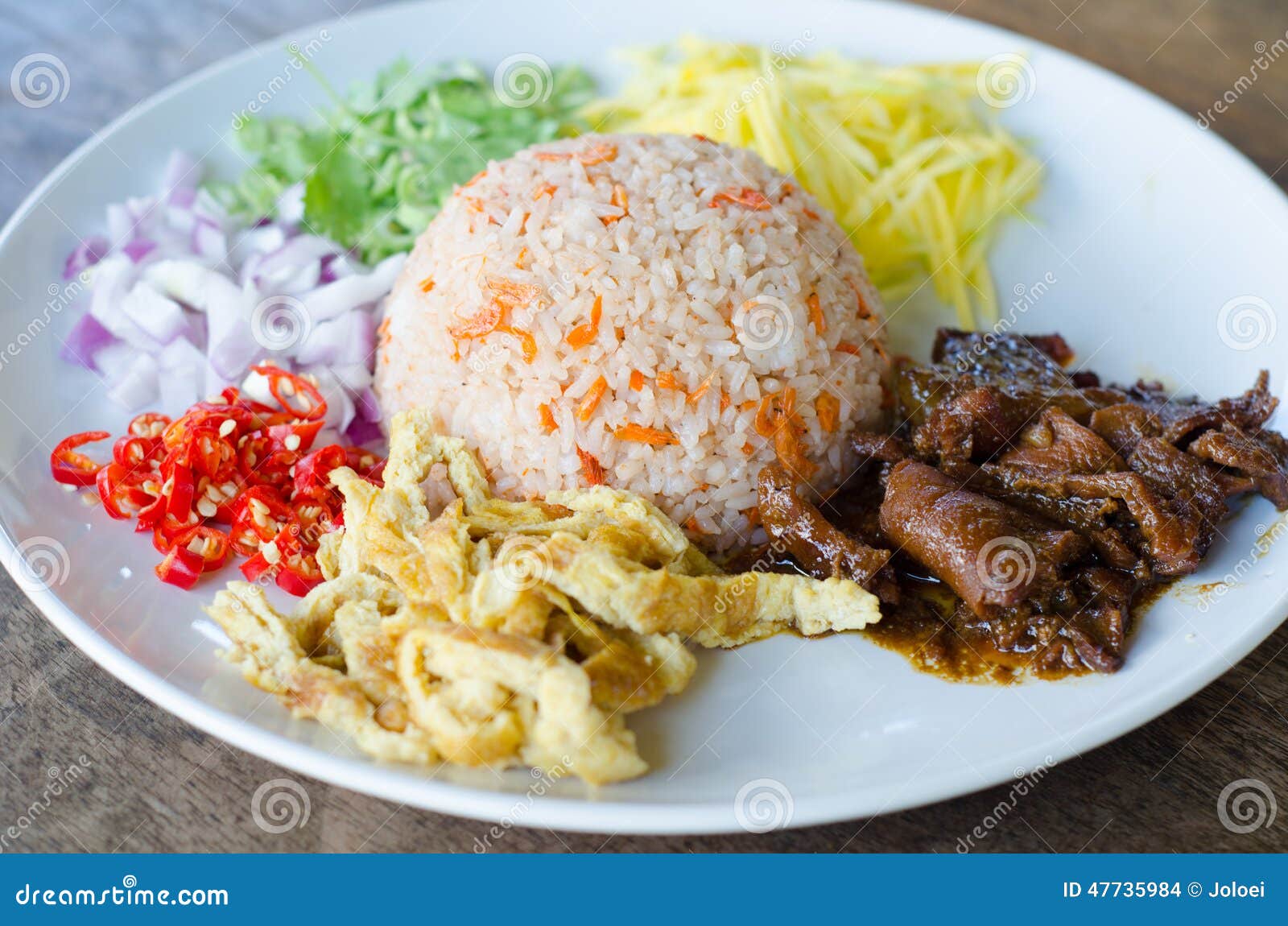 Rice Mixed with Shrimp Paste Stock Photo - Image of food, dinner: 47735984